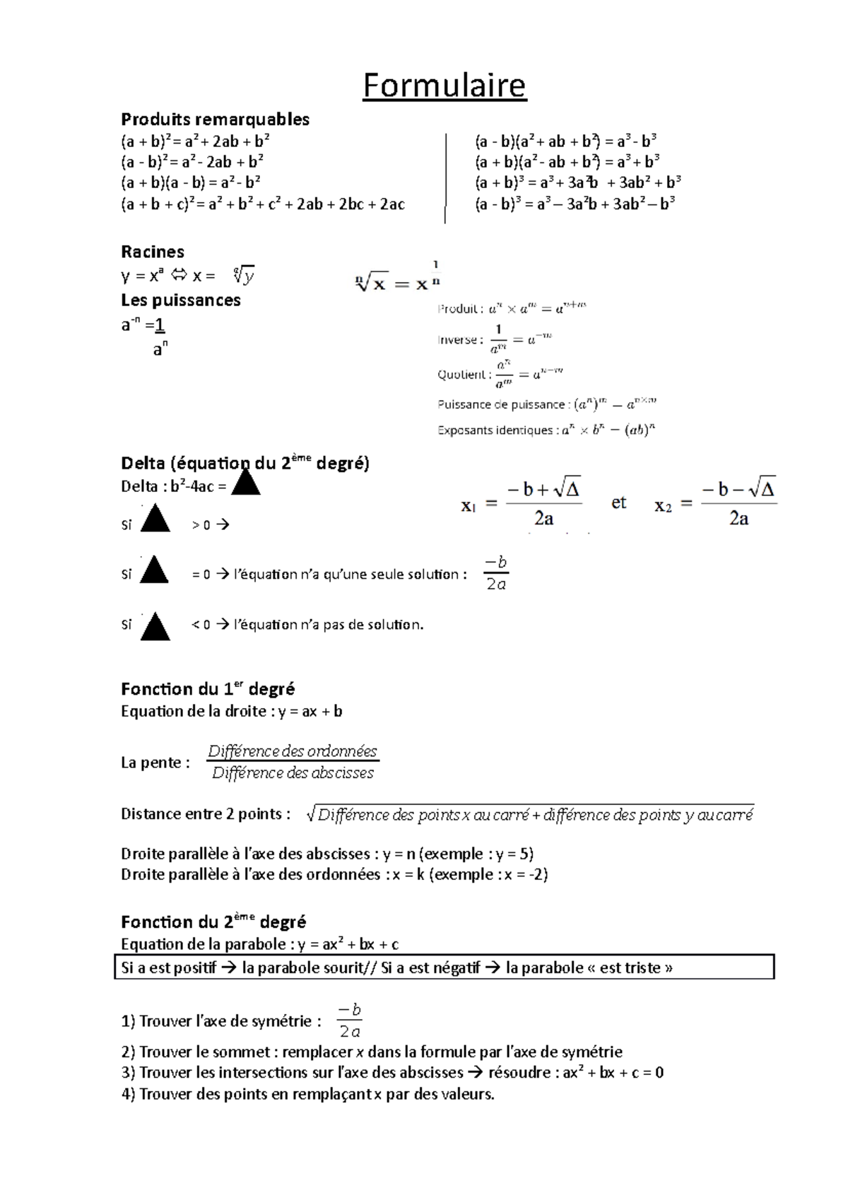 OK Mathématiques formulaire - Formulaire Produits remarquables (a b)2 ...