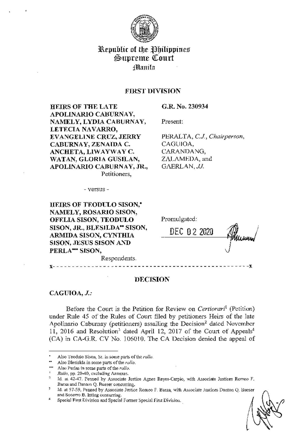 Caburnay V Sison - case law - 31.epublic of tbe flbilippines ~upreme ...