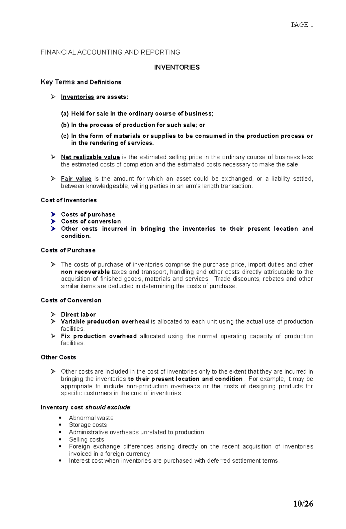 12 Inventories - FINANCIAL ACCOUNTING AND REPORTING INVENTORIES Key ...