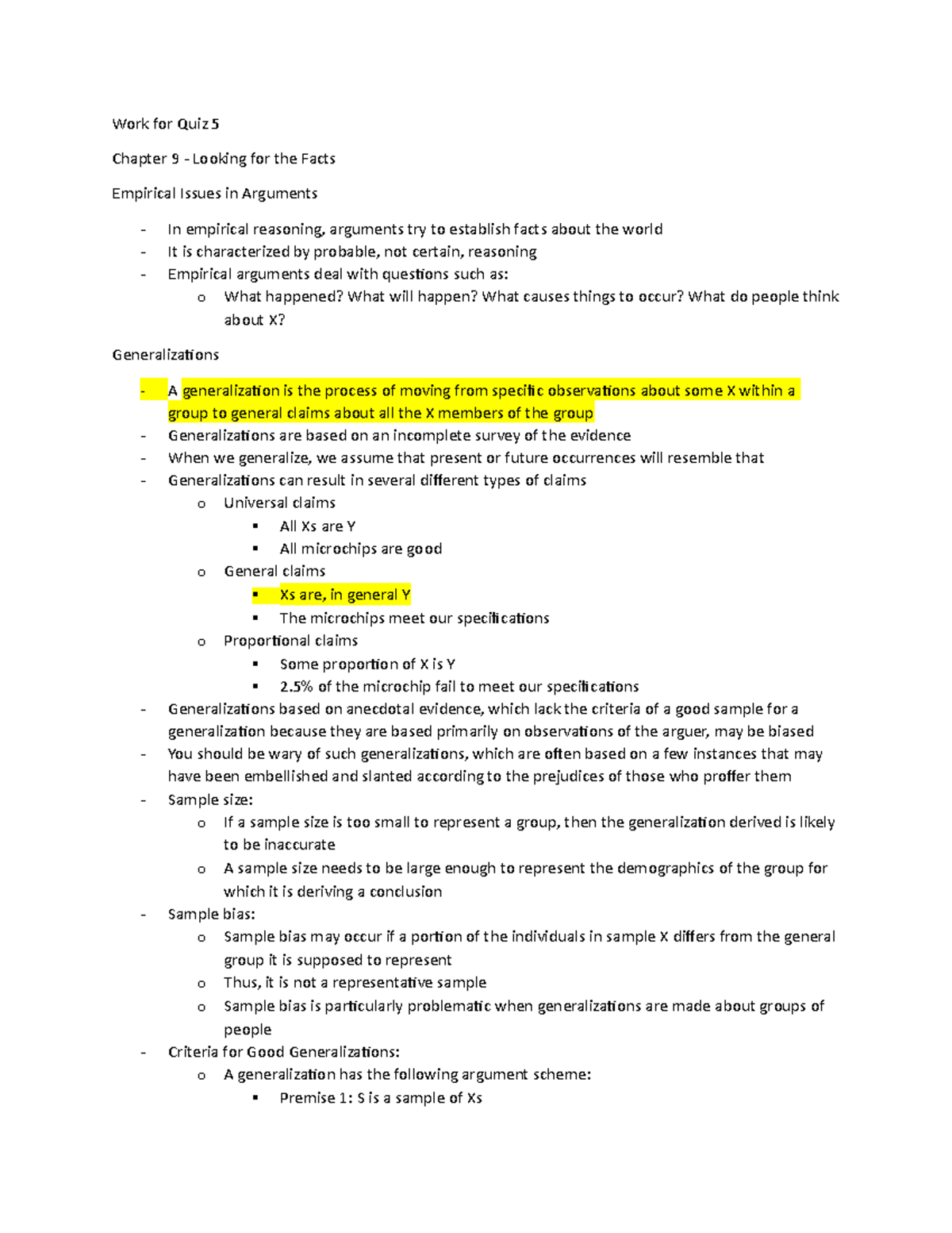 Work for Quiz 5 - PP201 - Work for Quiz 5 Chapter 9 - Looking for the Facts Empirical Issues in ...