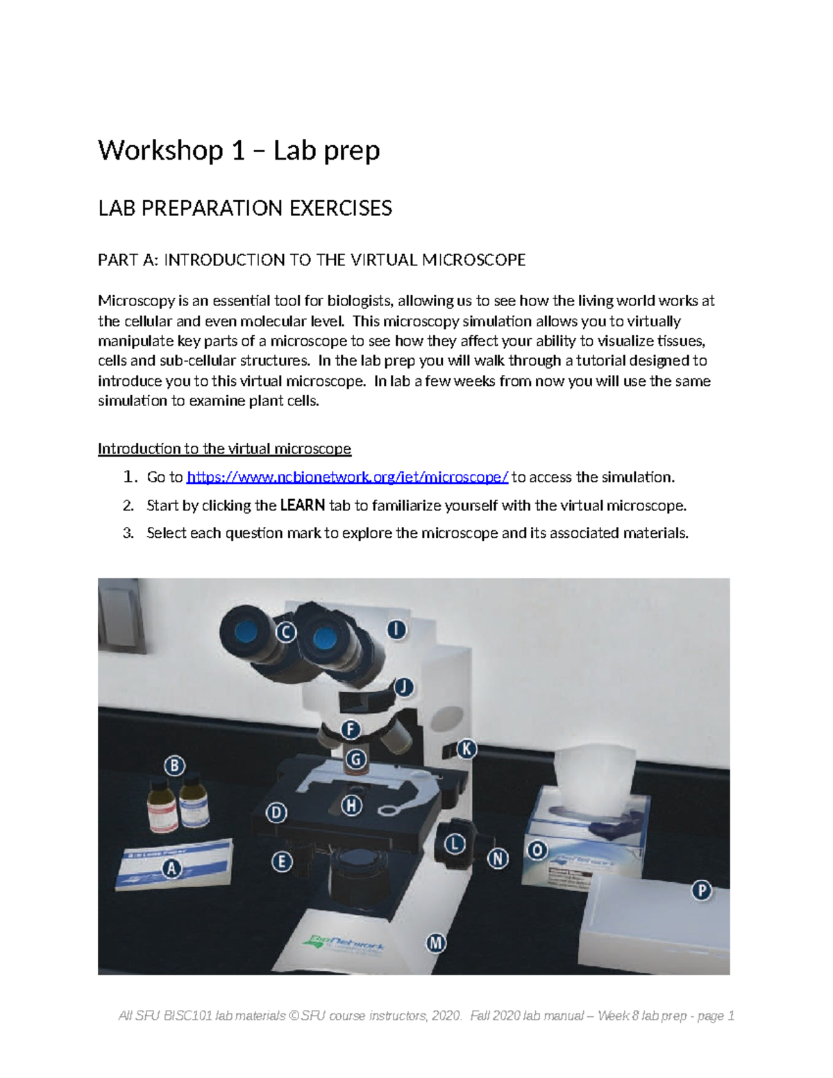 laboratory Workshop prep 1 - Workshop 1 Lab prep LAB PREPARATION ...