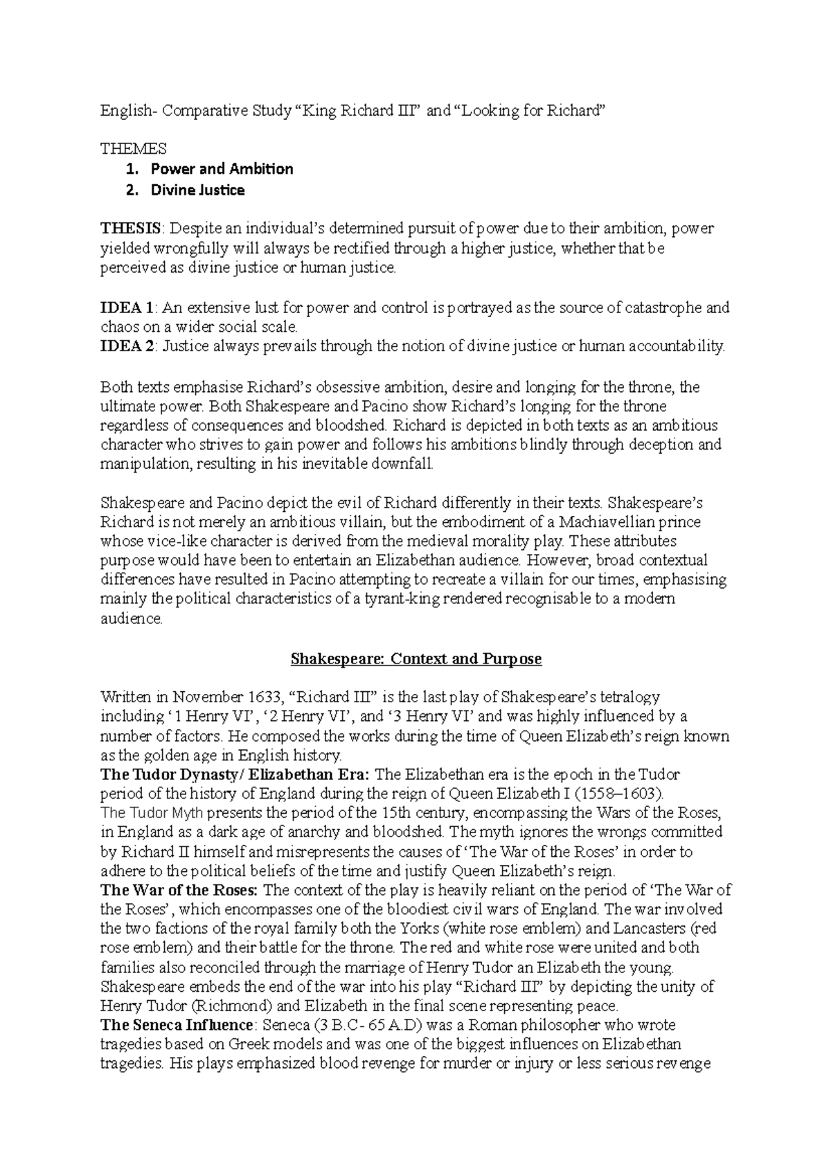 Richard III - hxihsh - English- Comparative Study “King Richard III ...