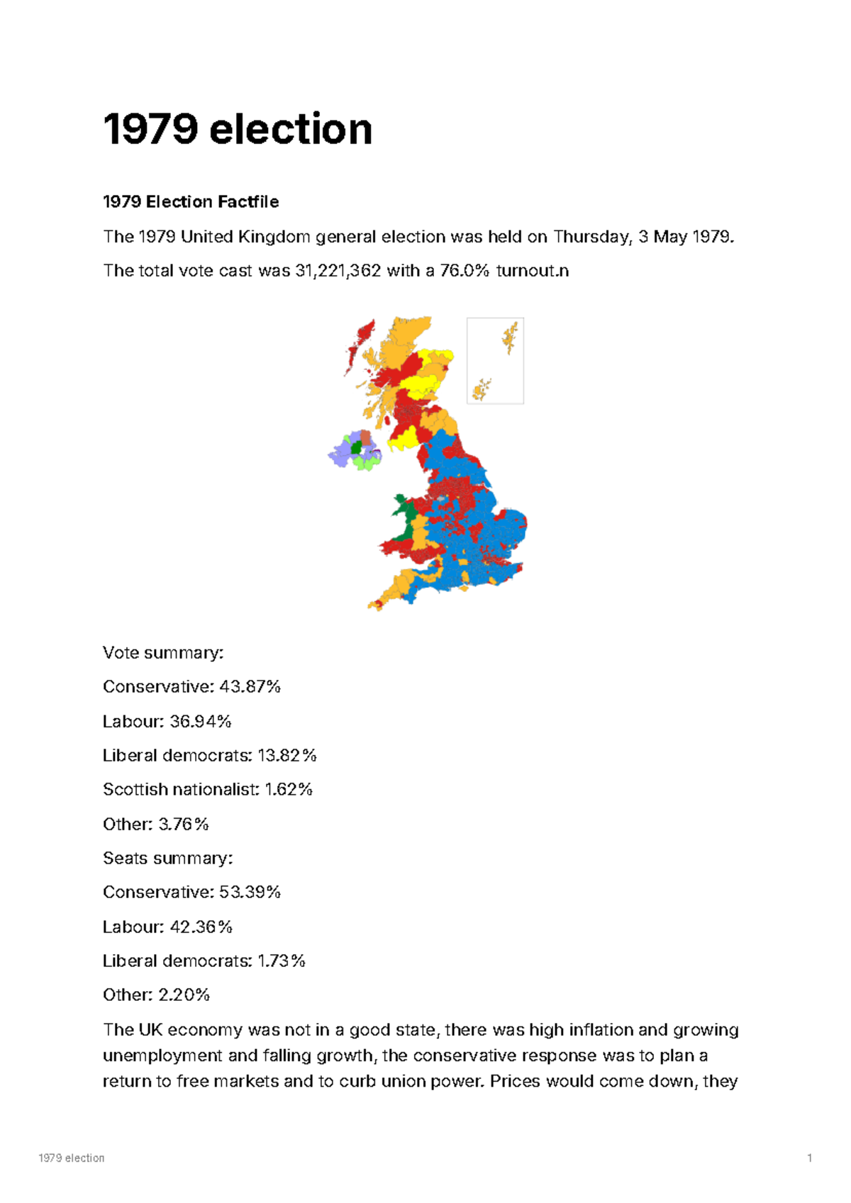 1979 Election fact file - 1979 election 1979 Election Factfile The 1979 ...