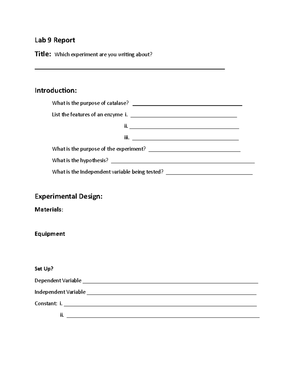 Lab 9 Report - Lab 9 Report Title: Which experiment are you writing ...