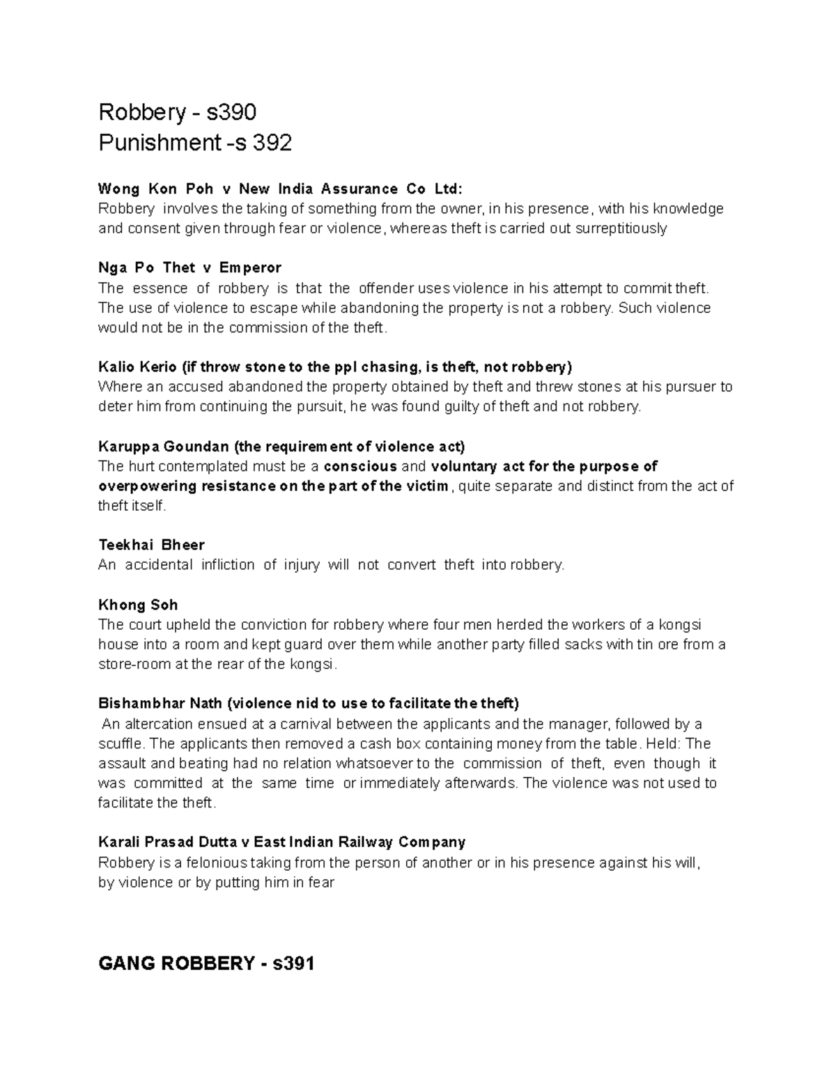 Robbery - s390 - criminal law - Robbery - s Punishment -s 392 Wong Kon ...