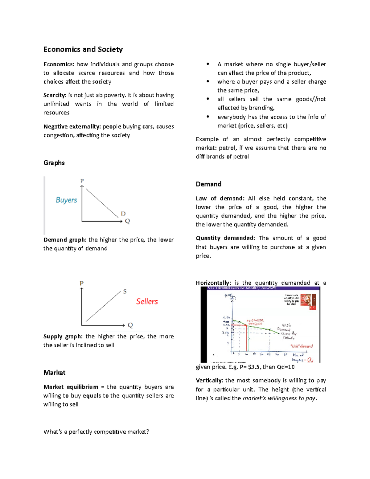 Economics and Society Notes (Final notes week 1-10) - Economics and ...