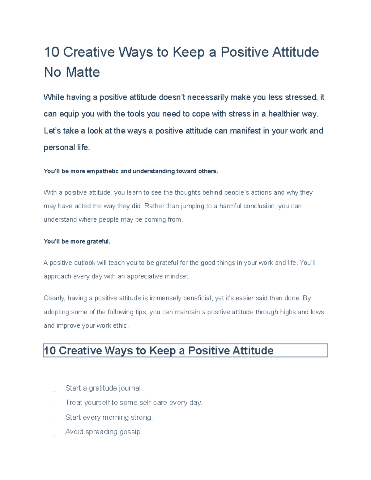 10 Creative Ways to Keep a Positive Attitude No Matter What - 10 ...