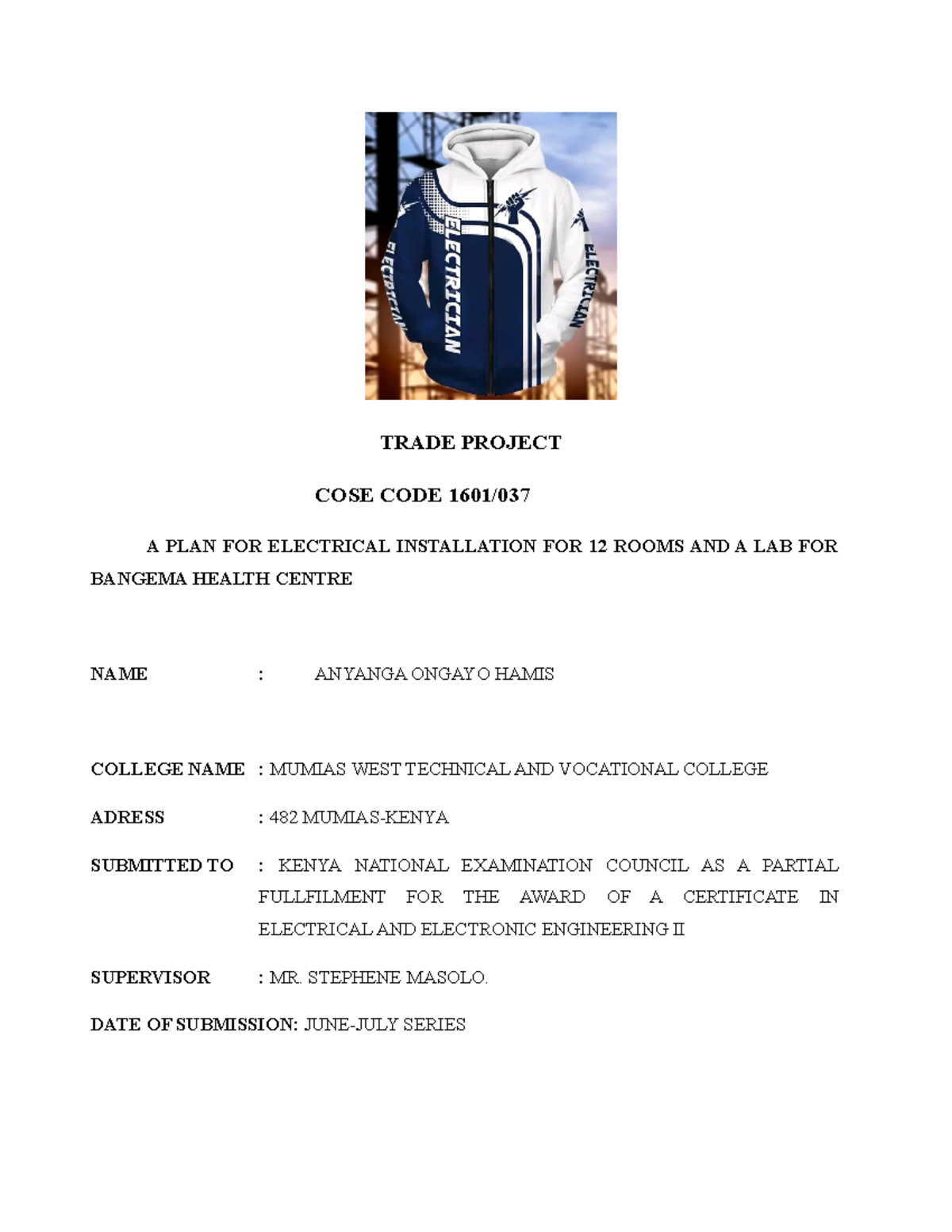 Bangema Trade Projec 1 - TRADE PROJECT COSE CODE 1601/ A PLAN FOR ...