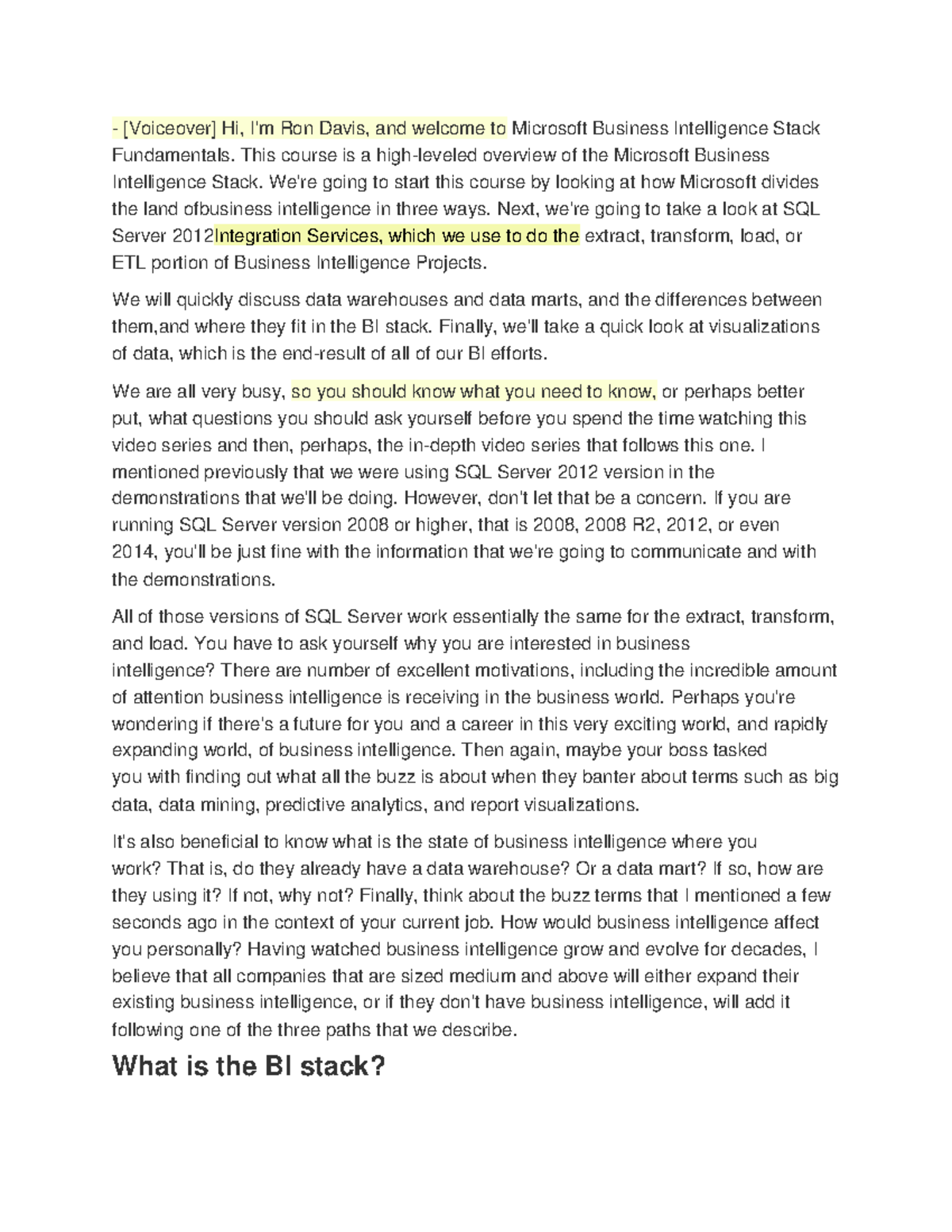 Chapter 8-Microsoft Business Intelligence Stack Fundamentals Page ...