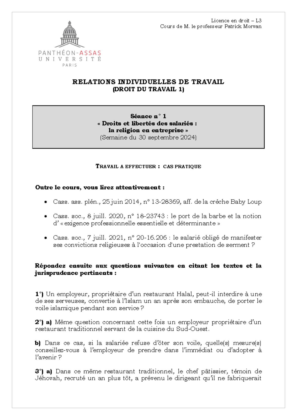 TD (2024-2025) 1er sem-3 - Licence en droit – L Cours de M. le ...