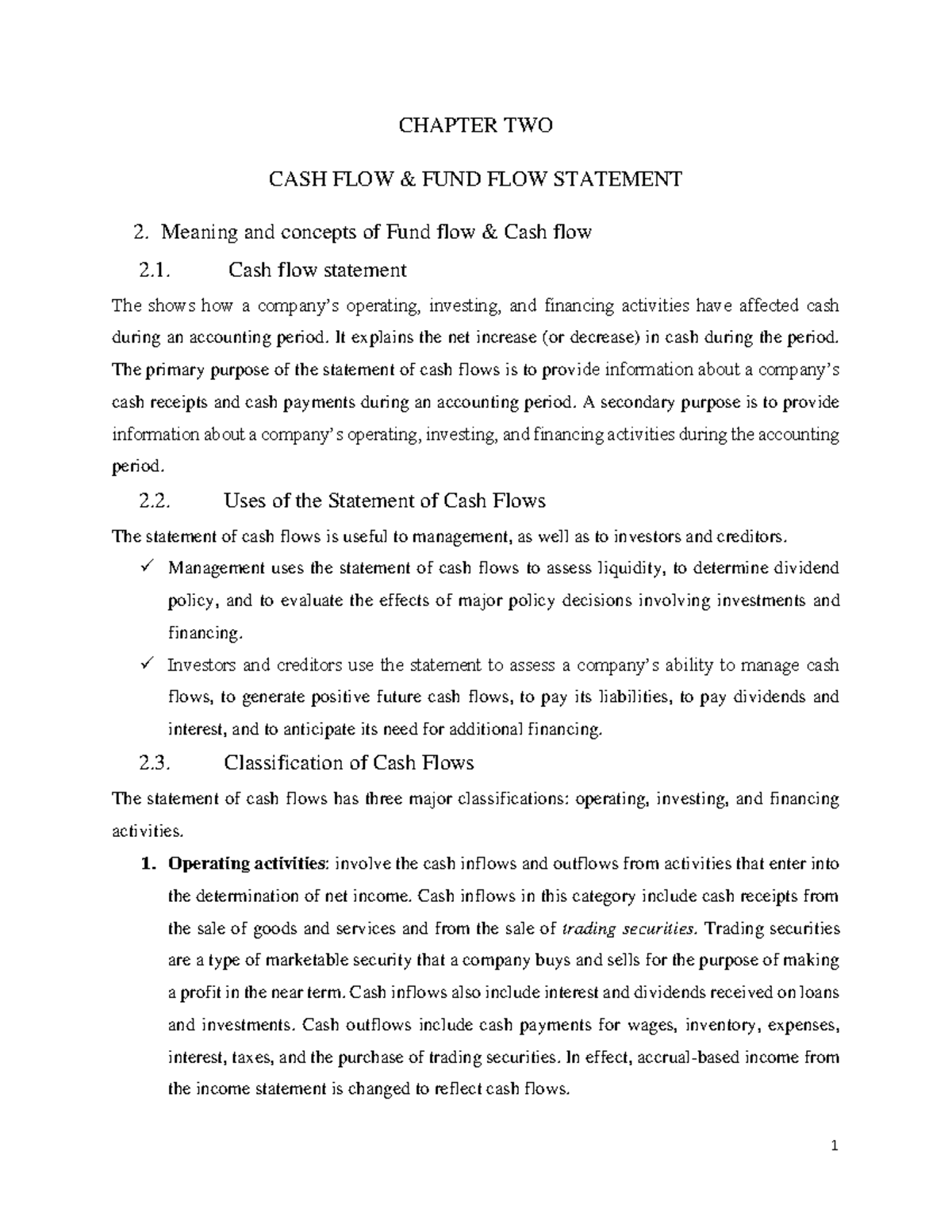 2 Good CHAPTER TWO CASH FLOW FUND FLOW STATEMENT 2 Meaning And 2-good-chapter-two-cash-flow-fund-flow-statement-2-meaning-and