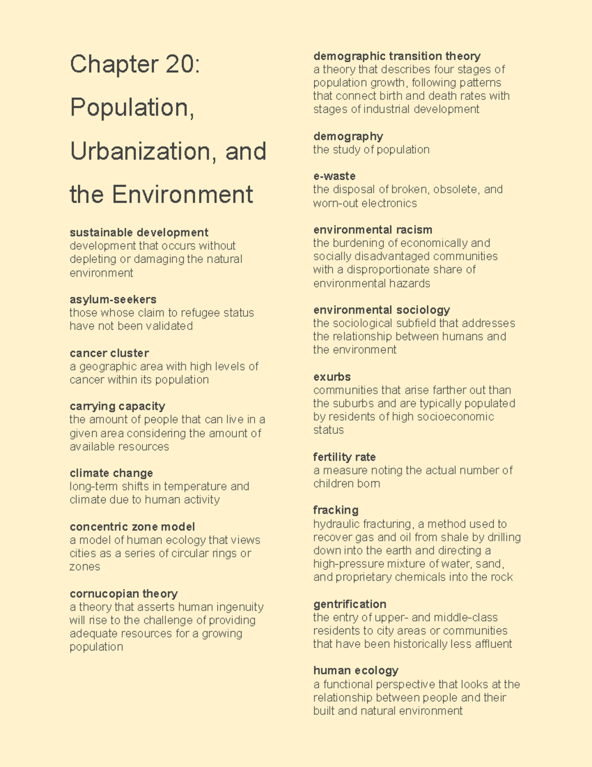 Chapter 20: Population Urbanization and demographic transition theory ...