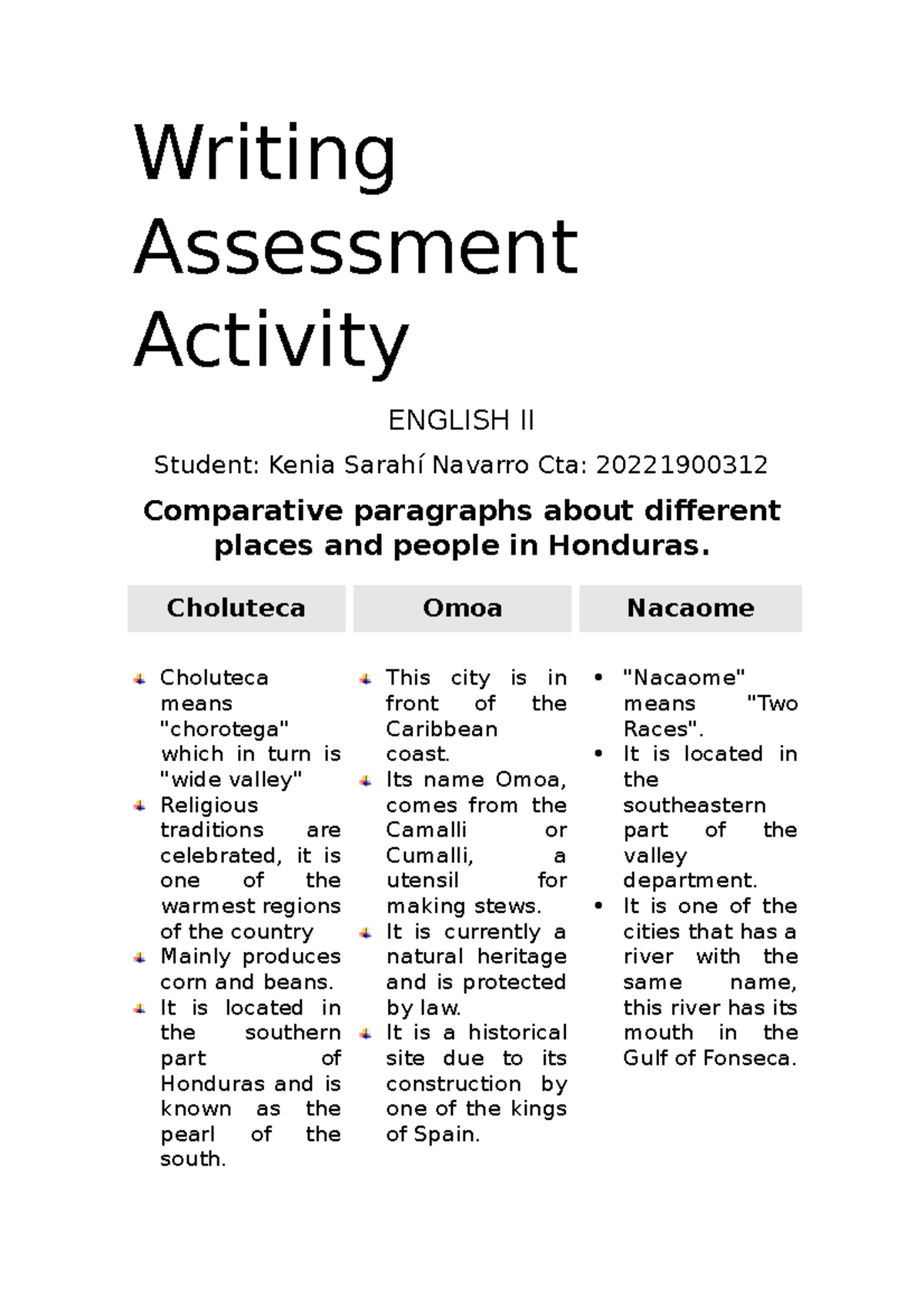 Writing Assessment Activity - Writing Assessment Activity ENGLISH II ...