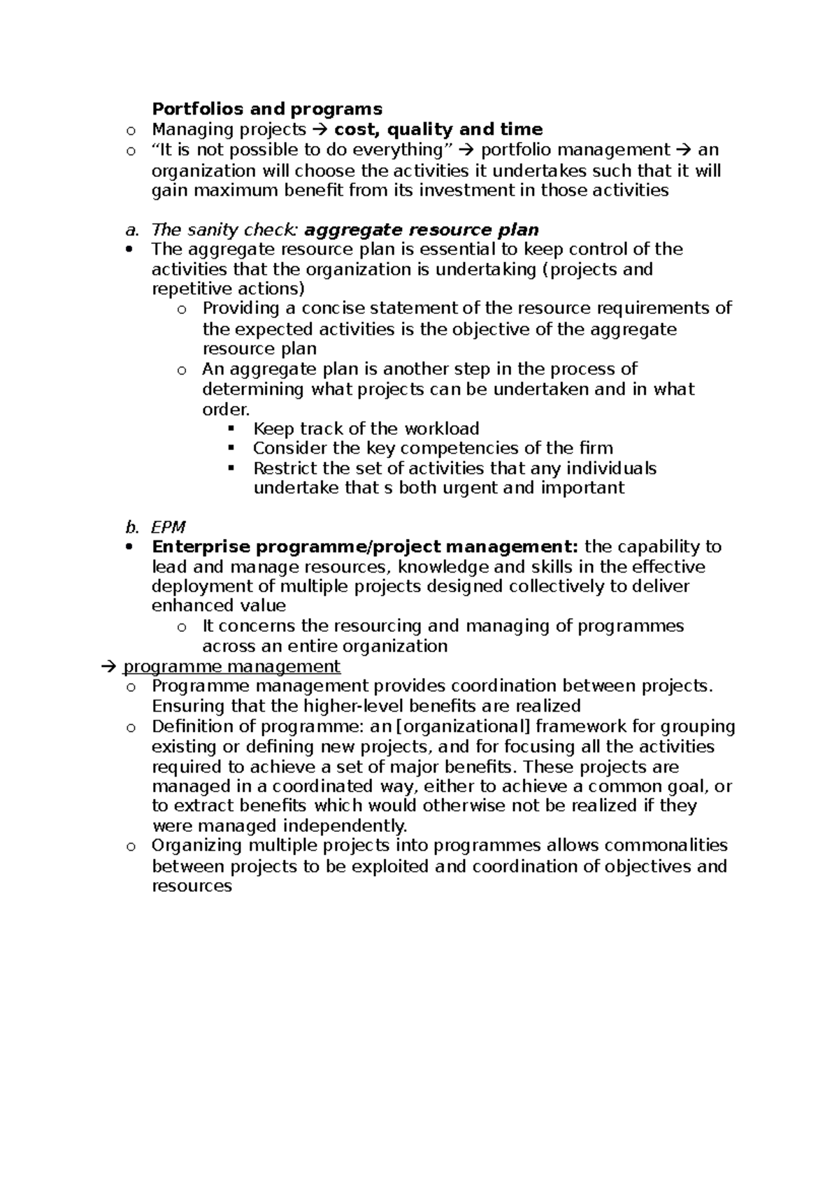 Portfolios and programs - The sanity check: aggregate resource plan The ...