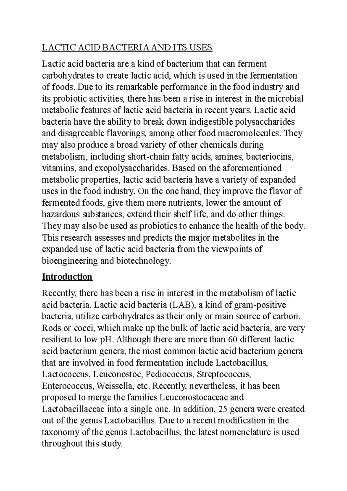 Metabolism Characteristics of Lactic Acid Bacteria and the Expanding Applications in Food ...