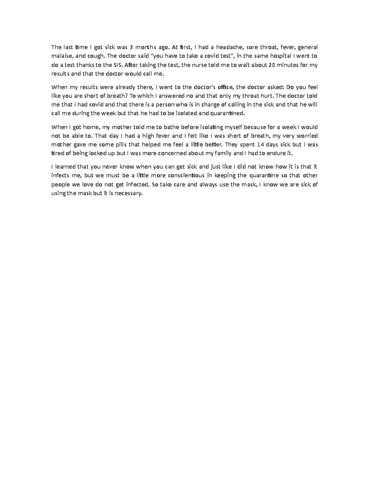 Intermedio three is the writing used the vocabulary - The last time I ...