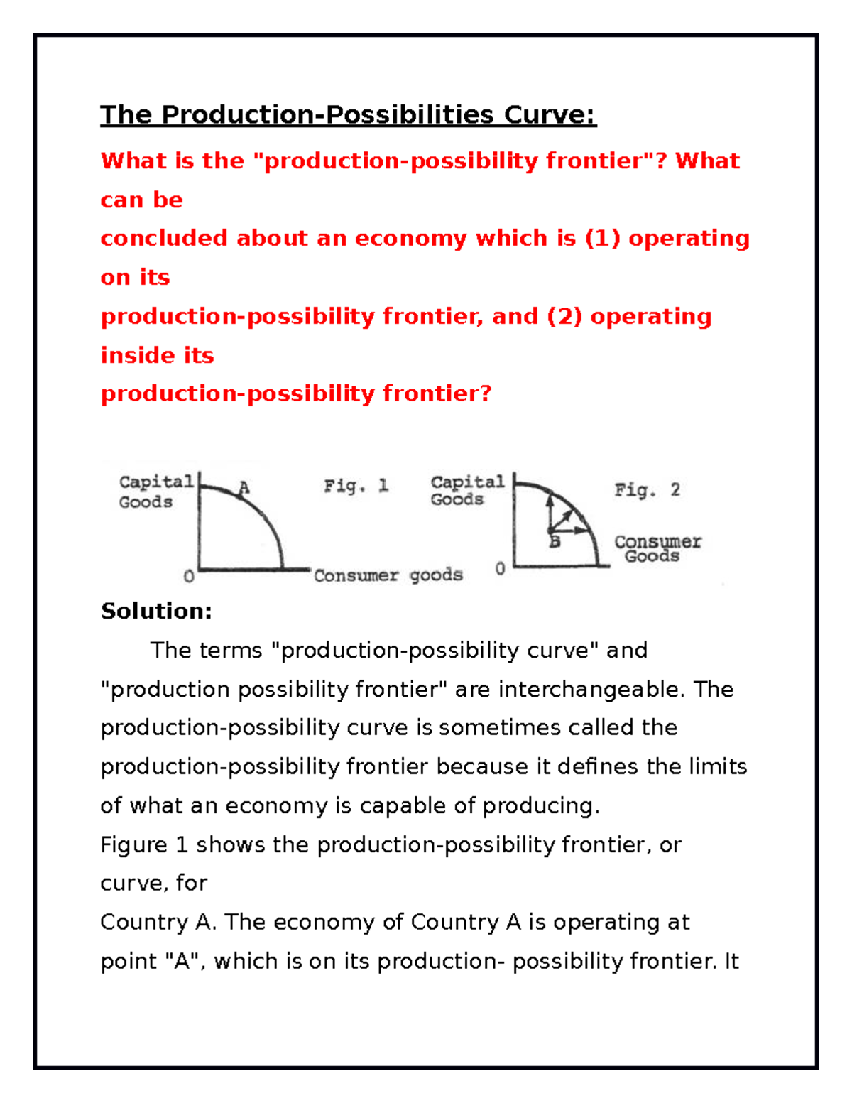 The Production-Possibilities Curve - The production-possibility curve ...