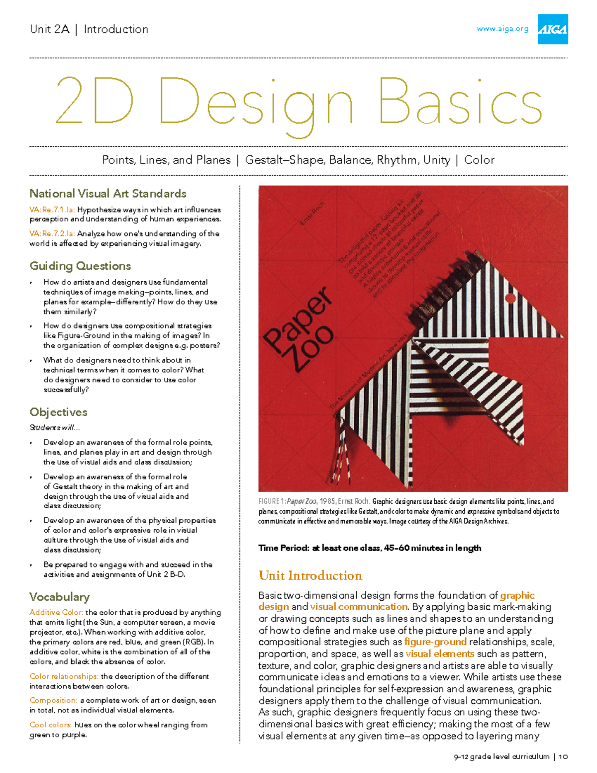 2A 2D Design Introduction - Unit 2A | Introduction aiga Time Period: at ...