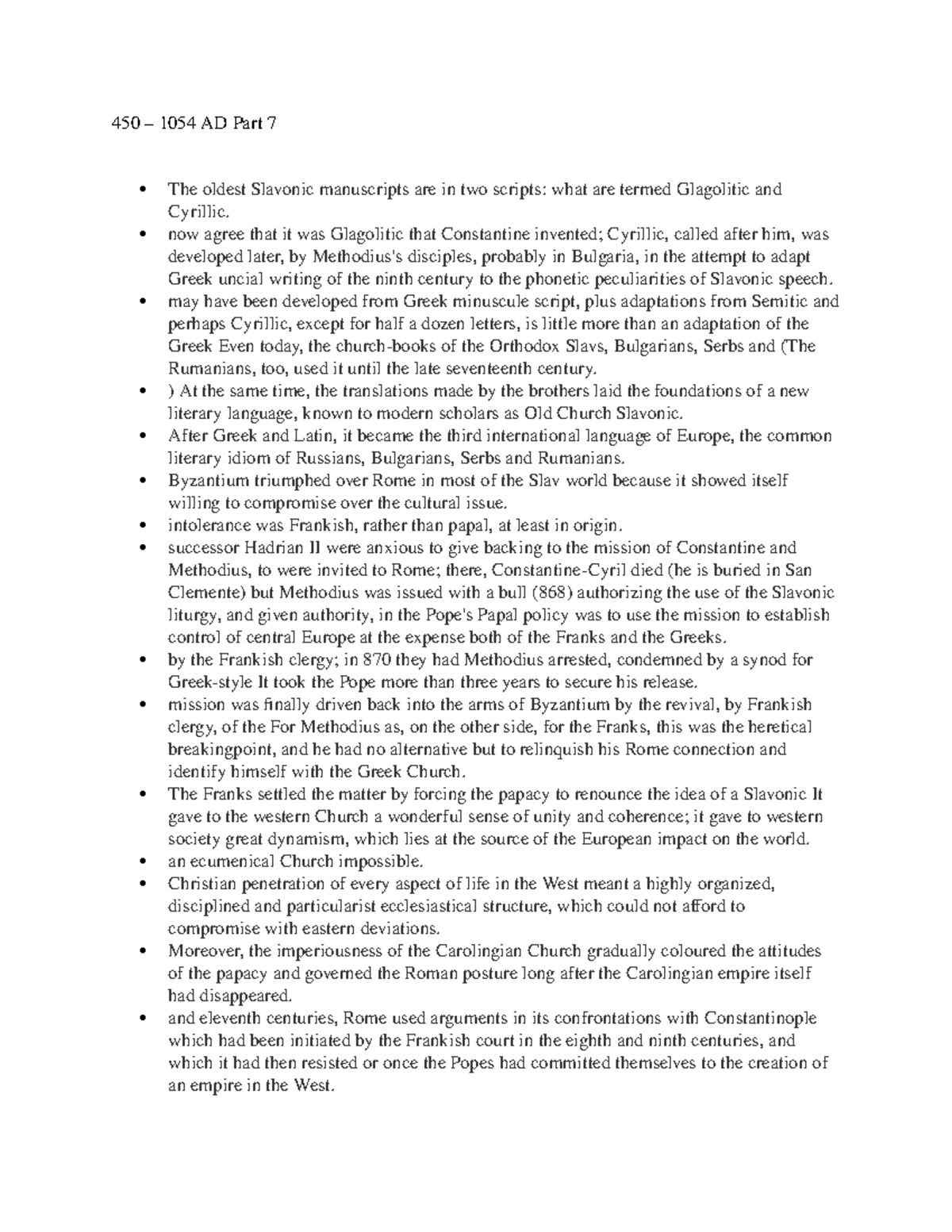 450 – 1054 AD Part Seven - 450 – 1054 AD Part 7 The oldest Slavonic ...