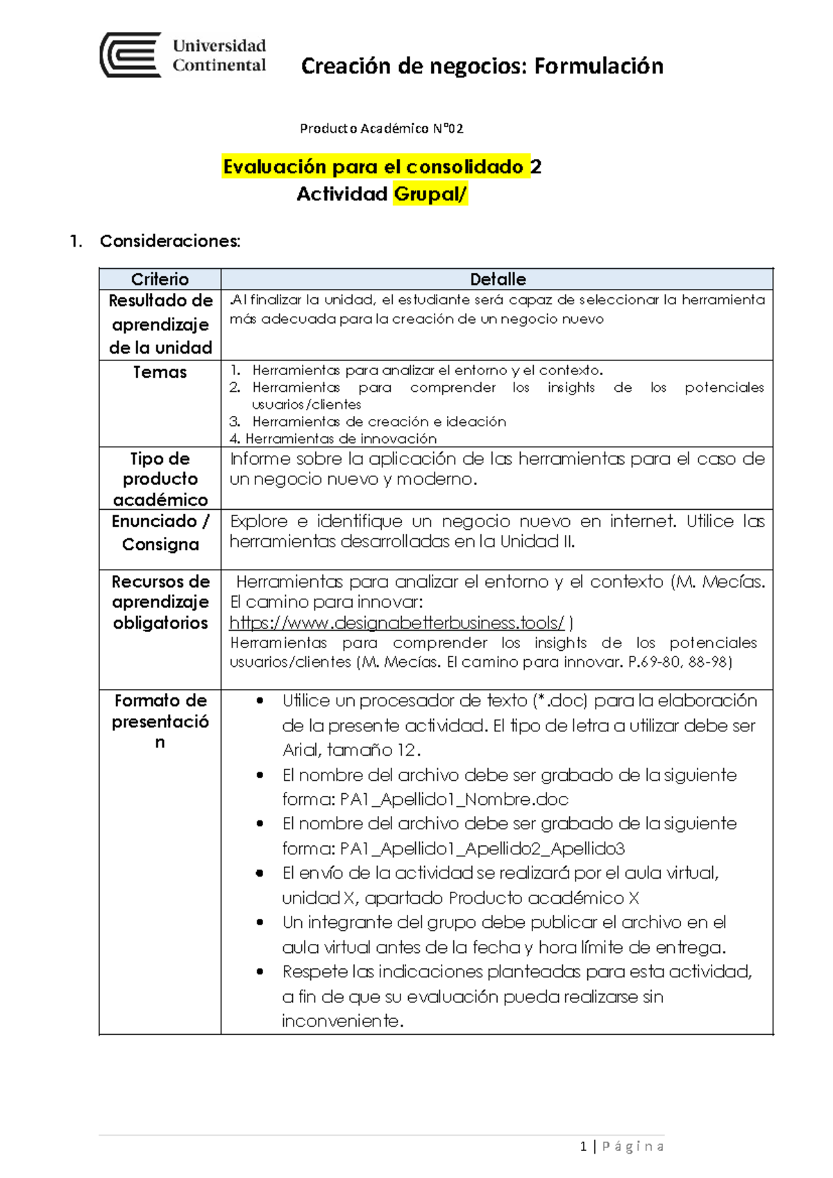 PA02 -creación negocios form - Creación de negocios: Formulación ...