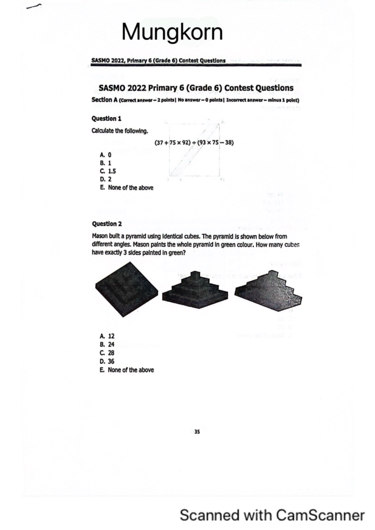 Sasmo 2022 P6 - Extended math - Studocu