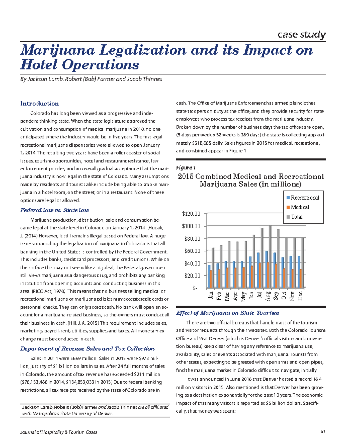 Marijuana Lealization and its Impact on Hotel Ops Case - Journal of ...