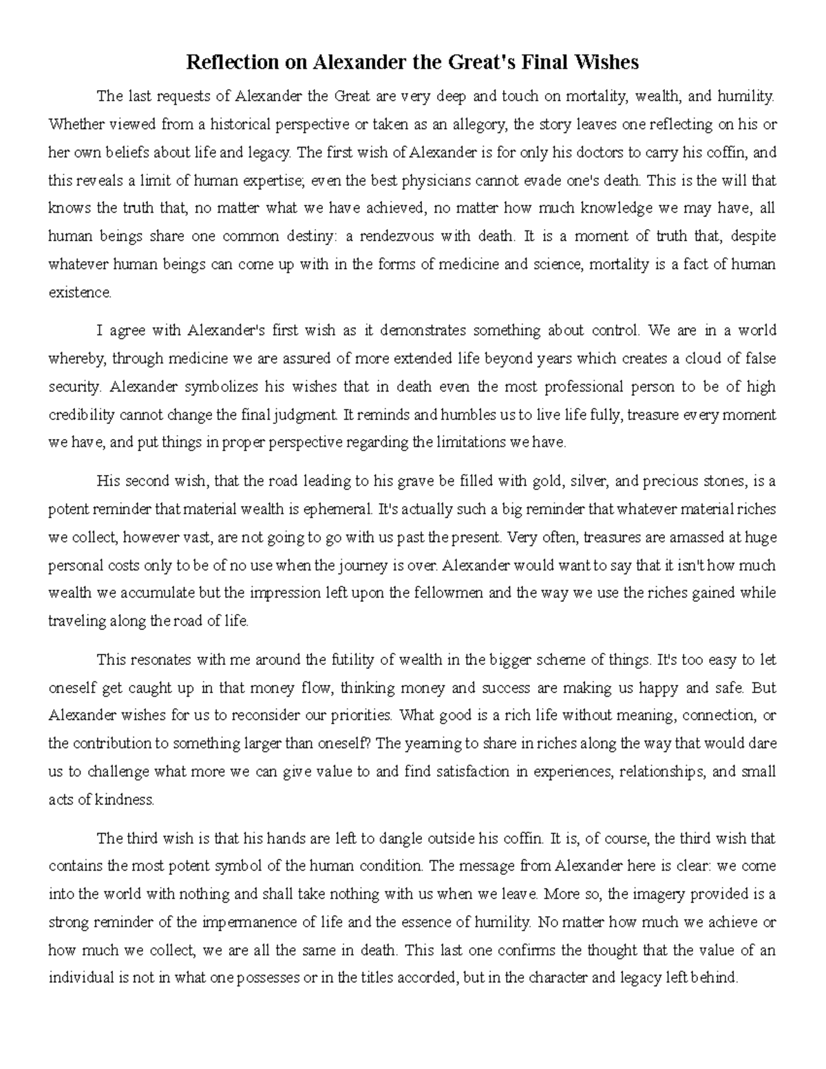 Reflection on Alexander the Great - Whether viewed from a historical ...