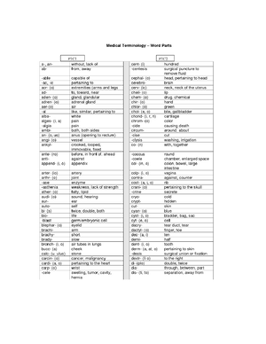 The Anatomy of Medical Words - THE A N A TO M Y OF M E D I C A 1- IN 0 ...