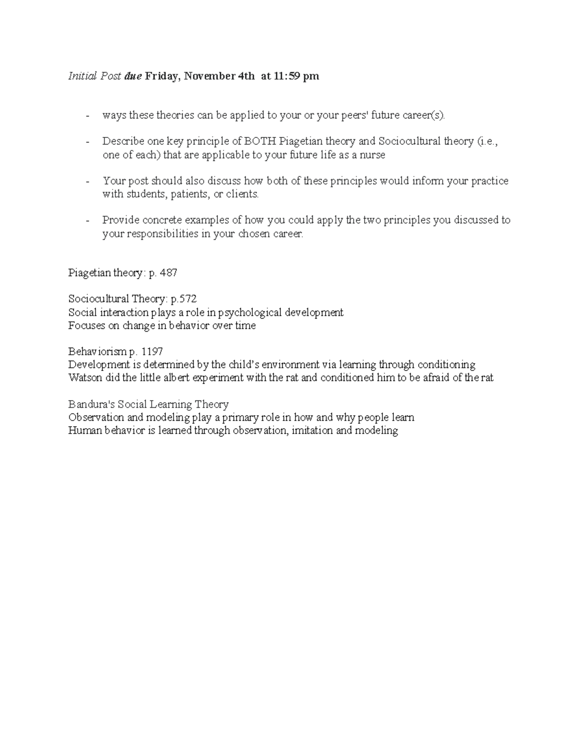 Discussion Post #2 - Initial Post due Friday, November 4th at 11:59 pm ...