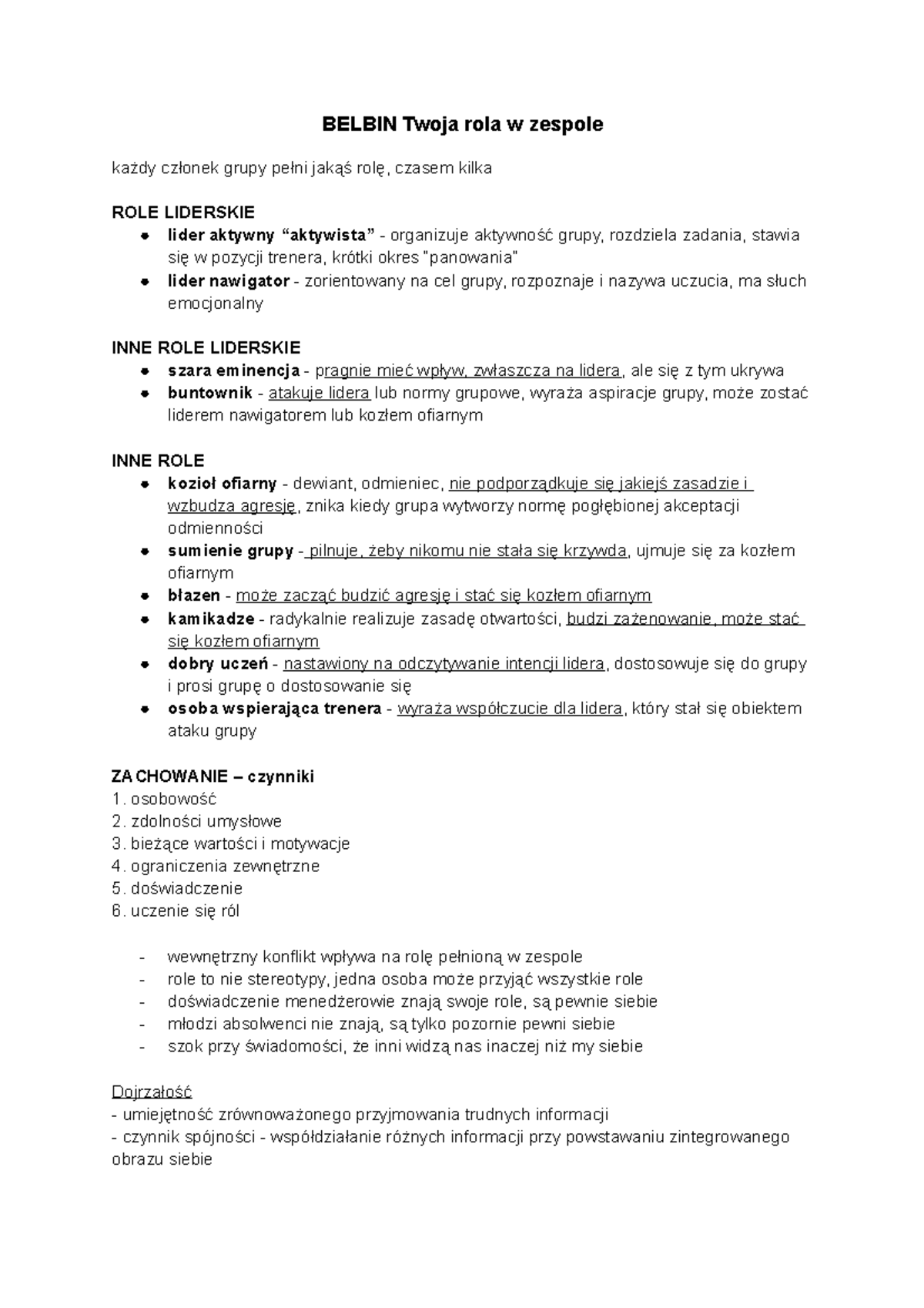 Belbin- TWOJA ROLA W ZESPOLE - BELBIN Twoja rola w zespole każdy ...