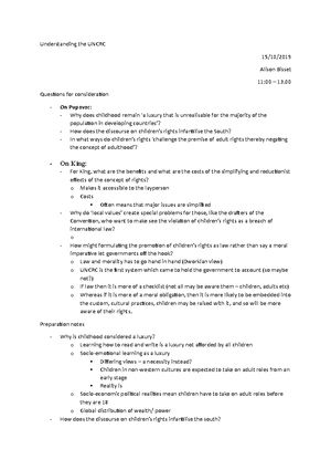 Seminar 1 Childhood and Children's Rights - Alison Bisset Chancellor’s ...