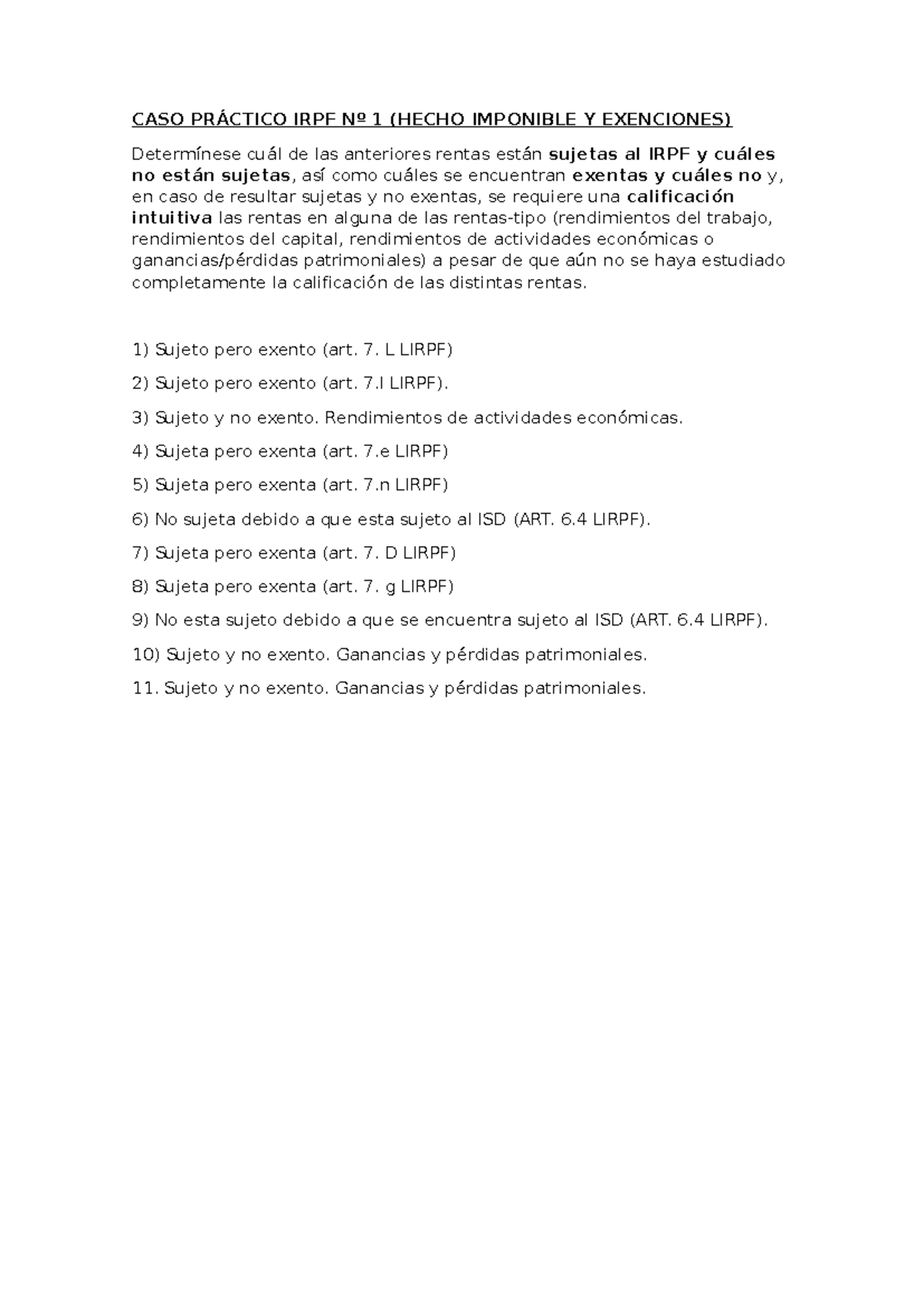 Caso Práctico Irpf Nº 1 Caso PrÁctico Irpf Nº 1 Hecho Imponible Y