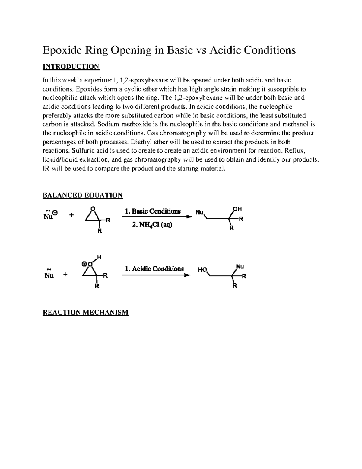 Acidic vs Basic Conditions in Nucleophilic Ring Opening - Epoxide Ring ...