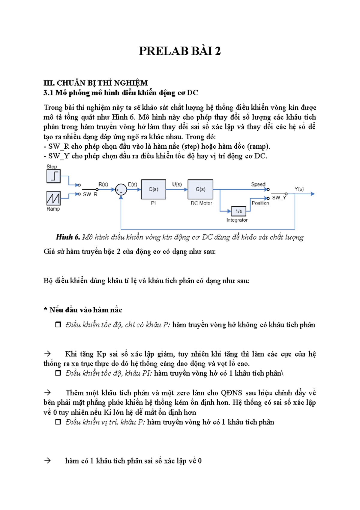 Prelab bài 2 - some free stuff - PRELAB BÀI 2 III. CHUẨN BỊ THÍ NGHIÊ ̣ M 3 Mô phỏng mô hình ...