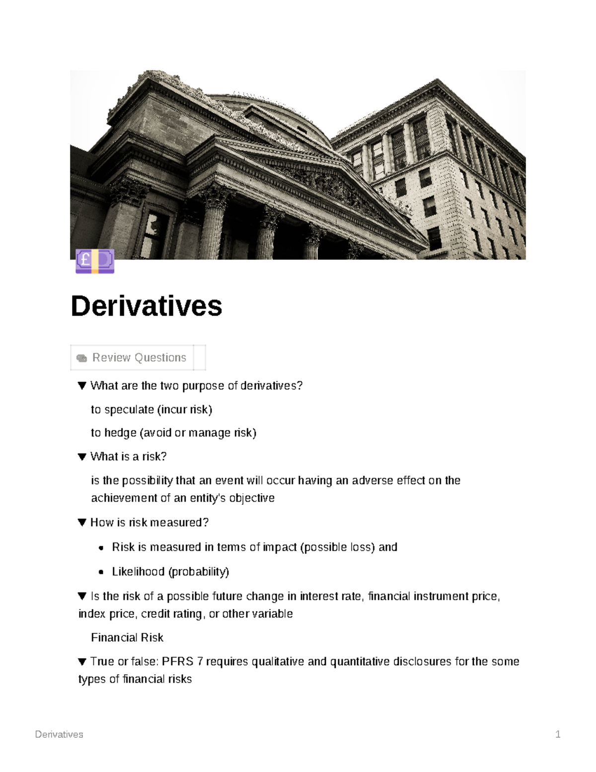 Questions with answers about Derivatives - 💷 Derivatives Review ...