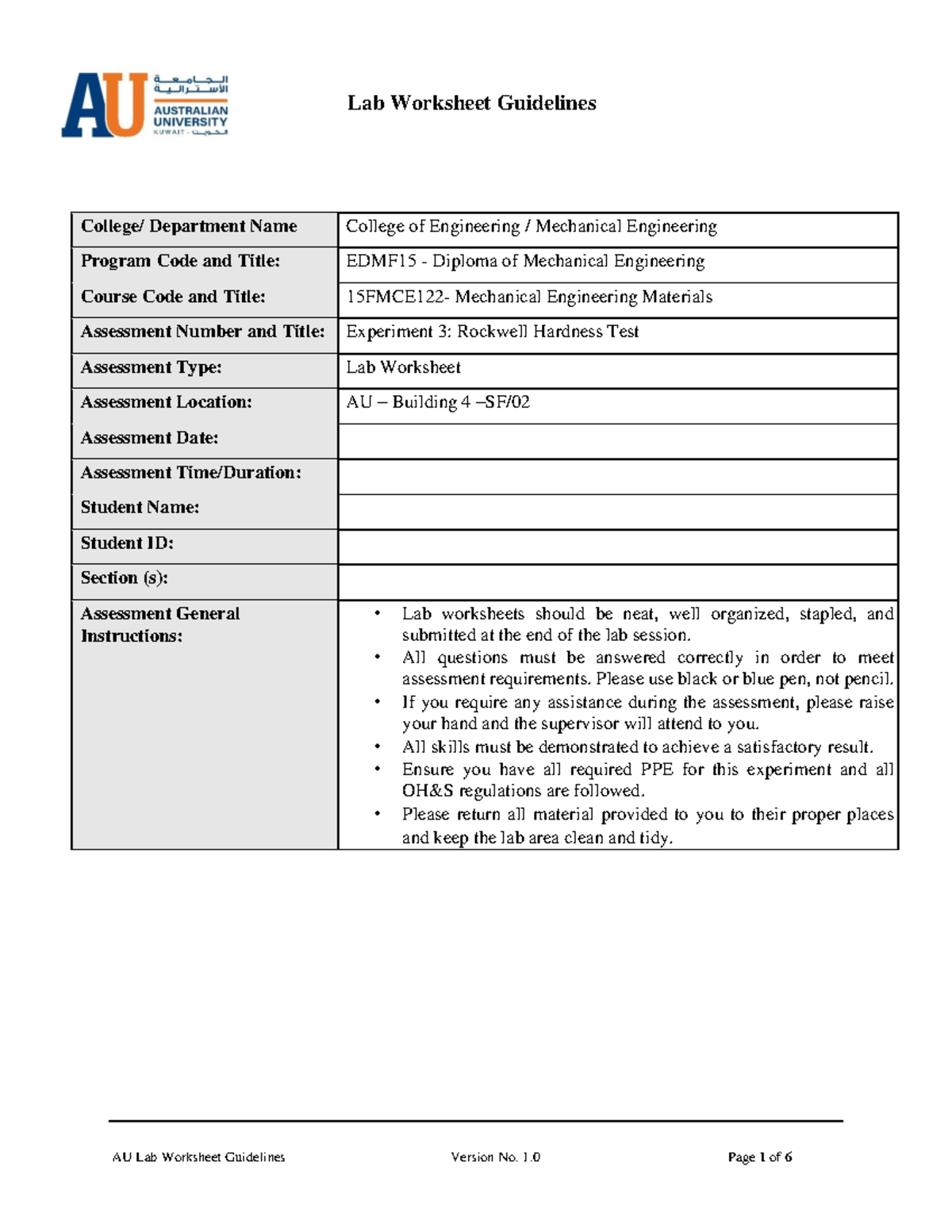 EXP 3 - dcd - College/ Department Name College of Engineering ...