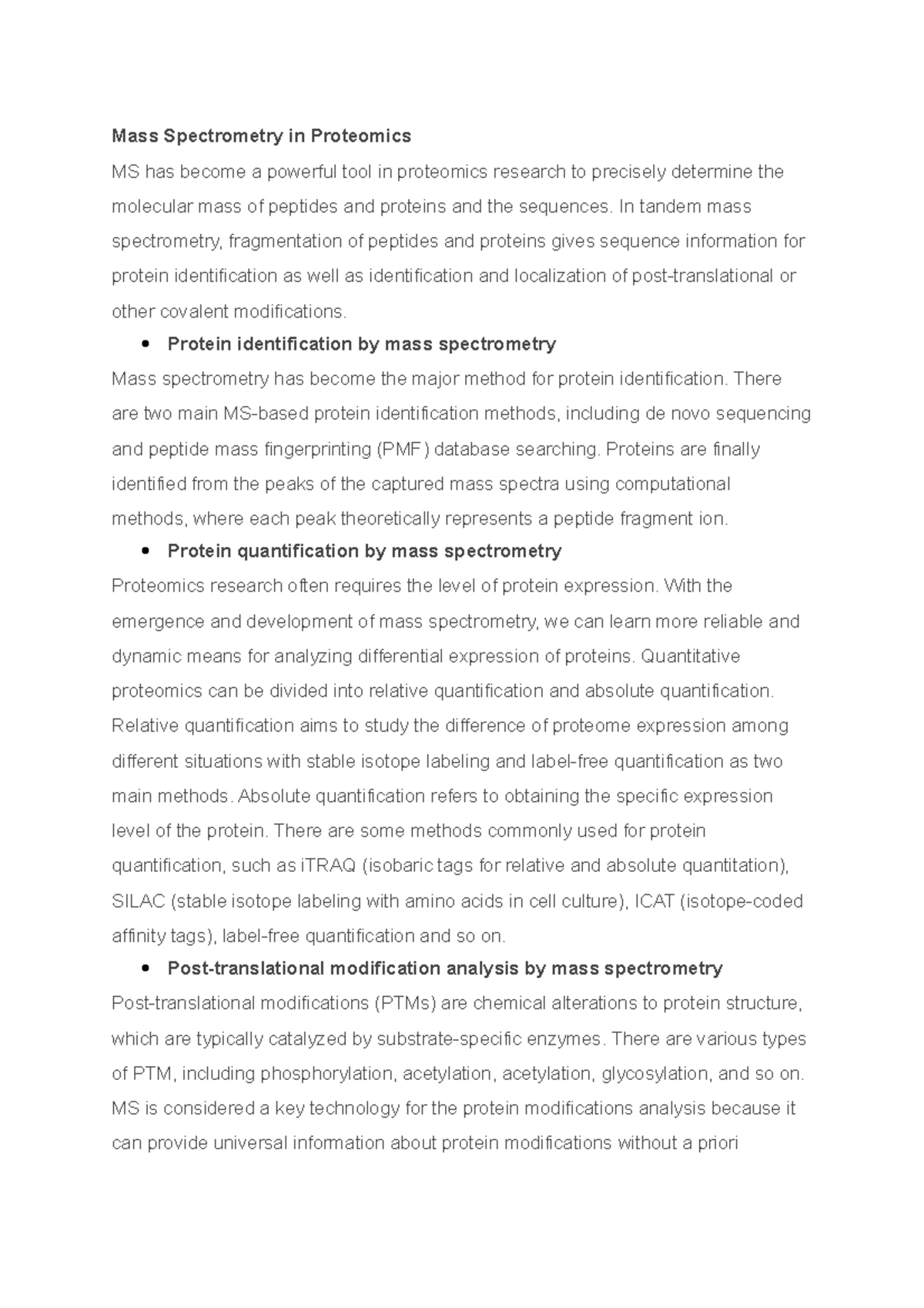 Mass Spectrometry Applications Mass Spectrometry In Proteomics Ms Has Become A Powerful Tool