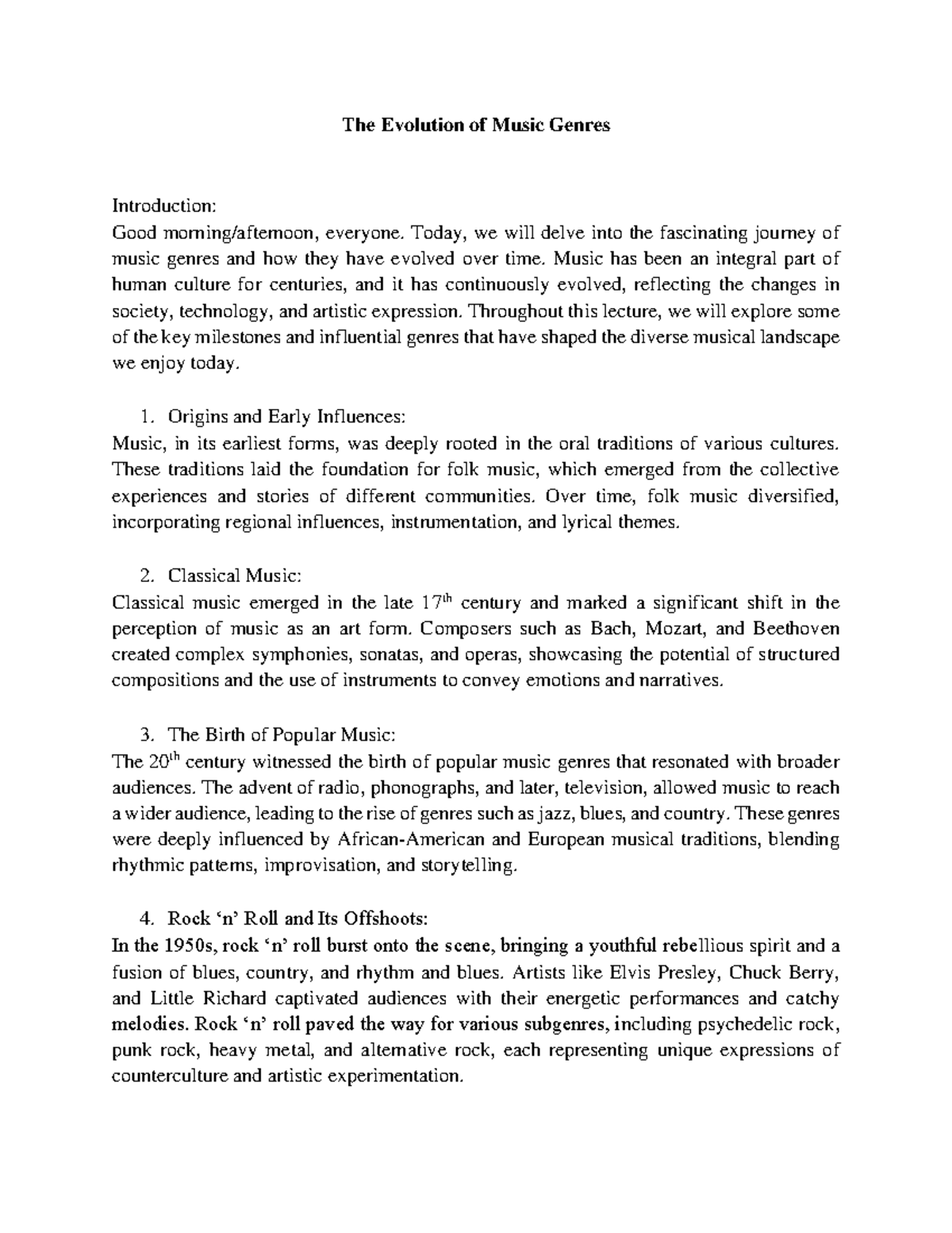 The Evolution of Music Genres 2023 - Studocu