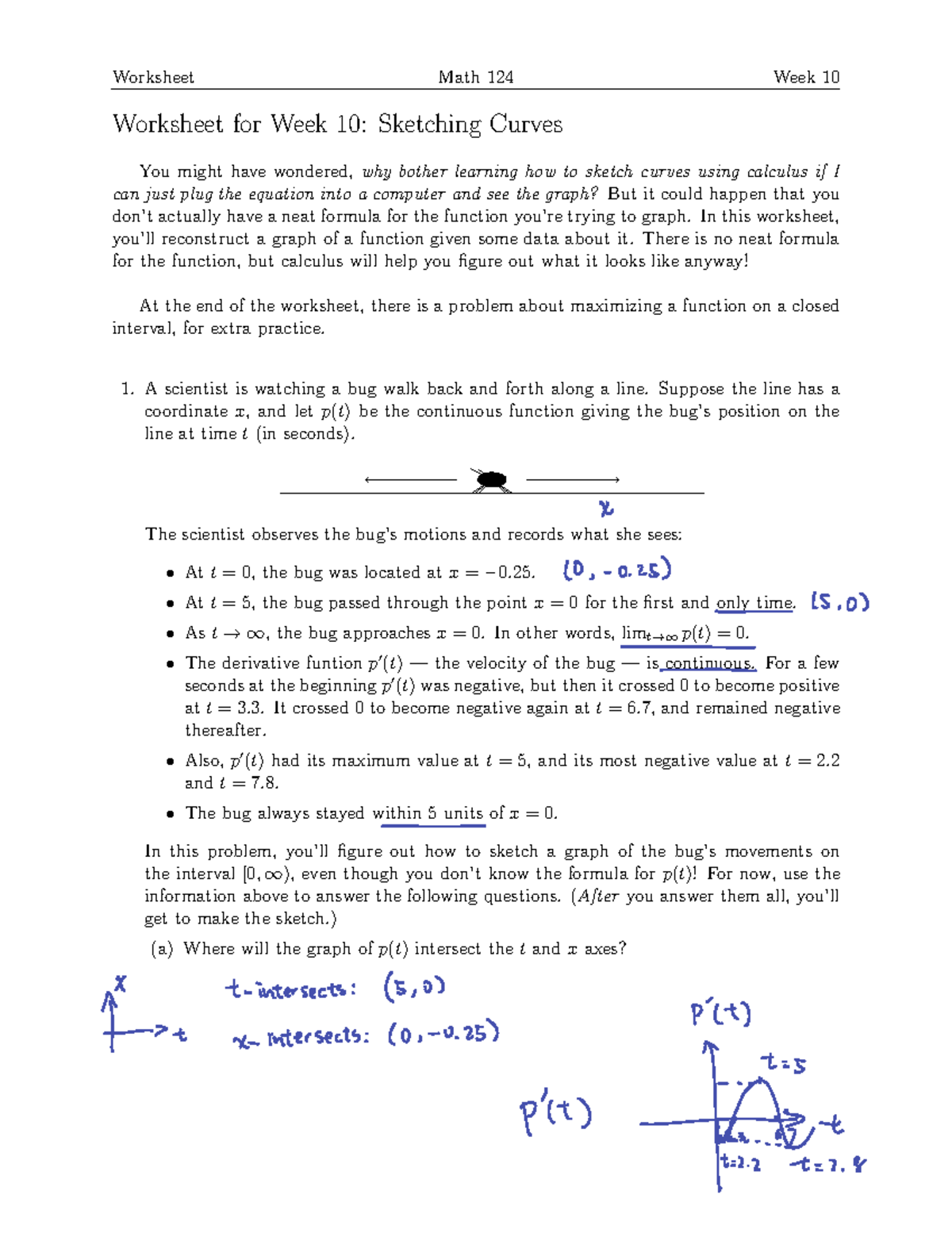 124ws10 - blank worksheet - Worksheet for Week 10: Sketching Curves You ...