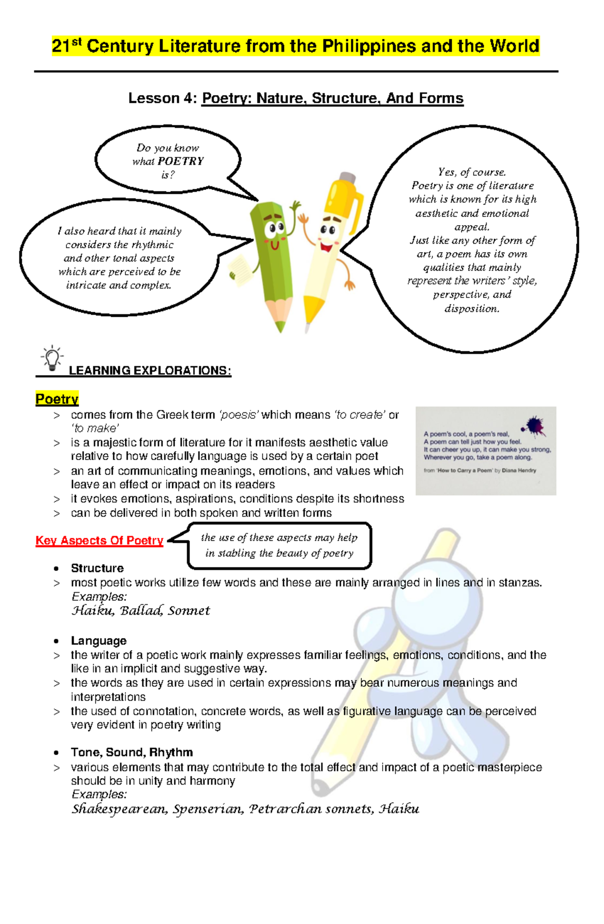 21st Century Literature - Lesson 4-The Nature, Structure and Forms of ...