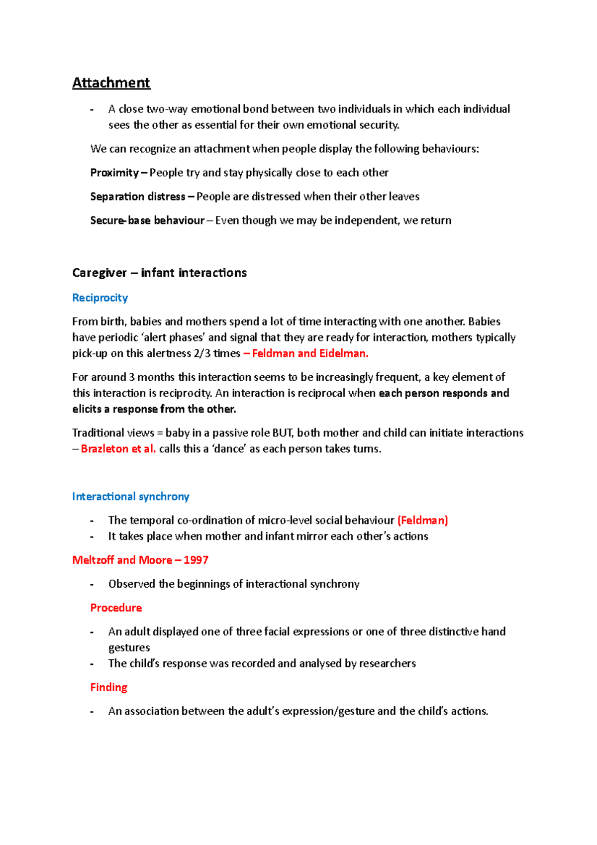 Attachment Revision for Psychology - Attachment - A close two-way ...