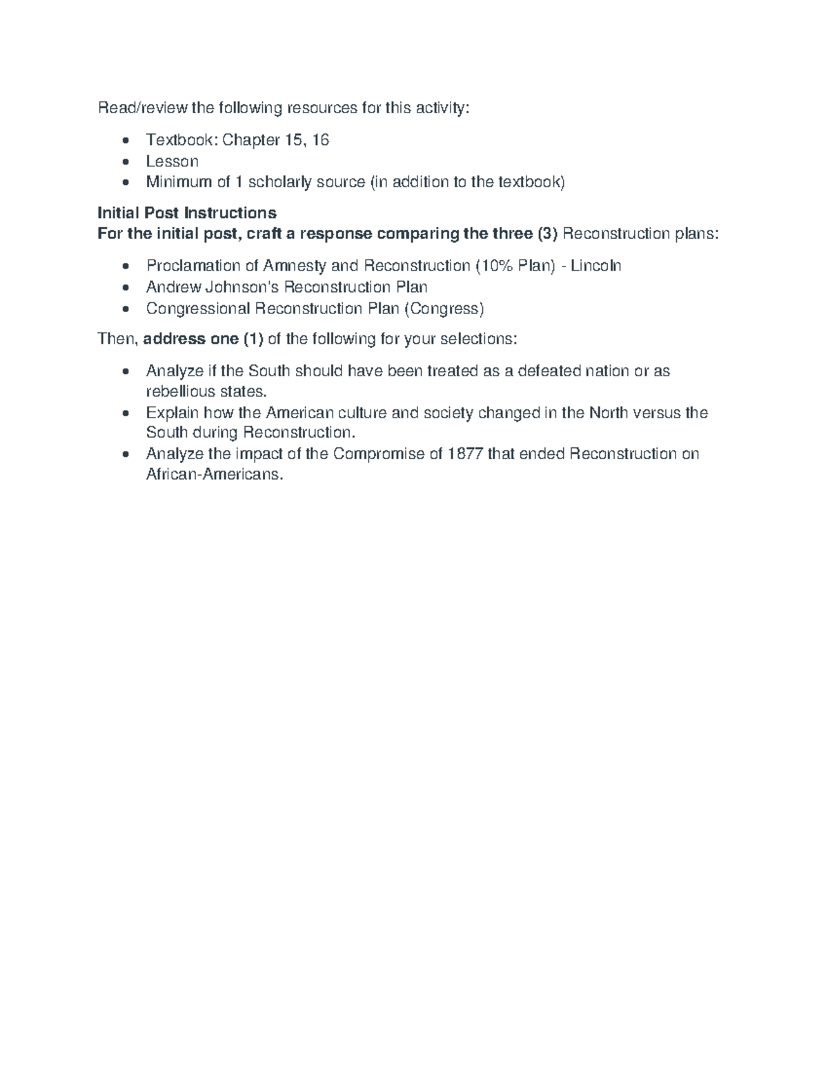 Week 4 discussion 2 - HIST-405 - Chamberlain University - Studocu