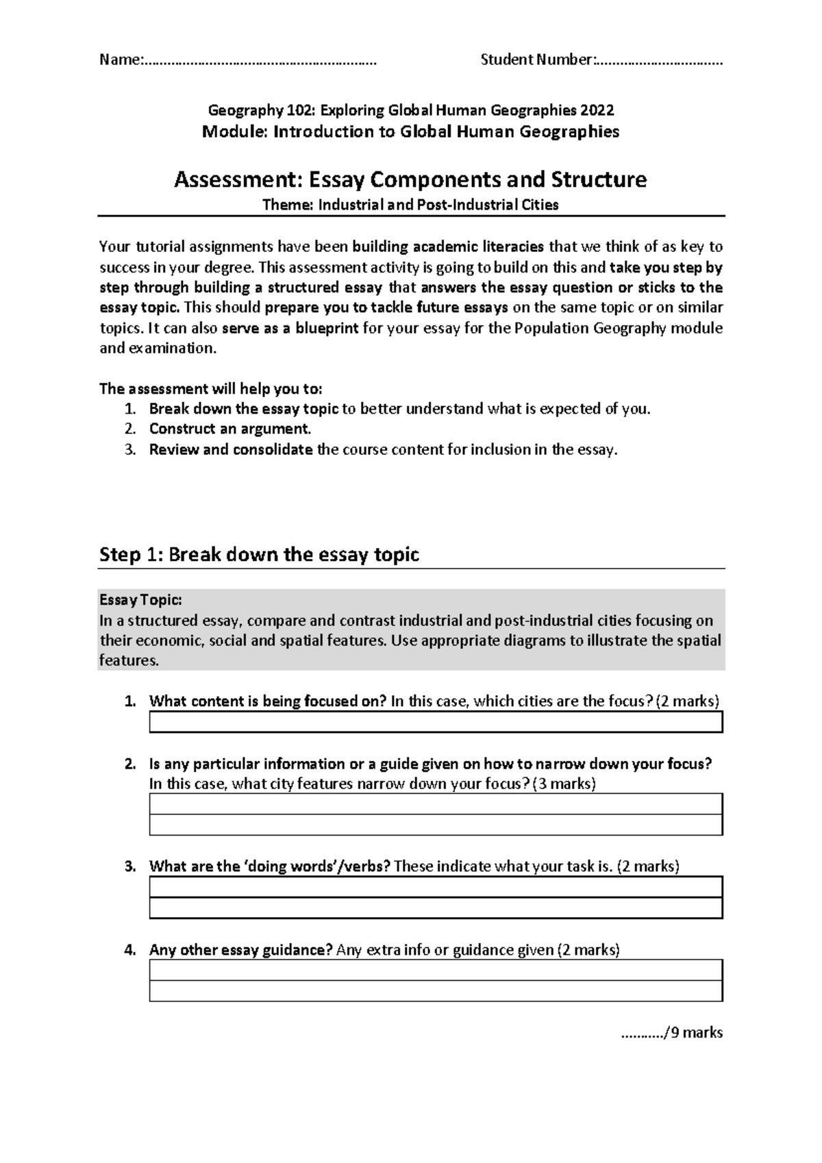Urban Geography Module Assignment 2022 - - Studocu