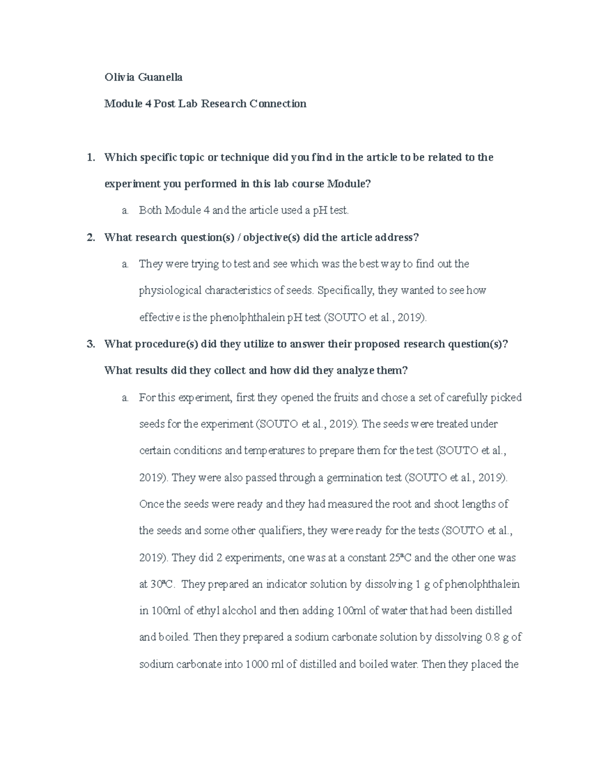 Module 4 Post-Lab - Olivia Guanella Module 4 Post Lab Research Connection Which specific topic ...