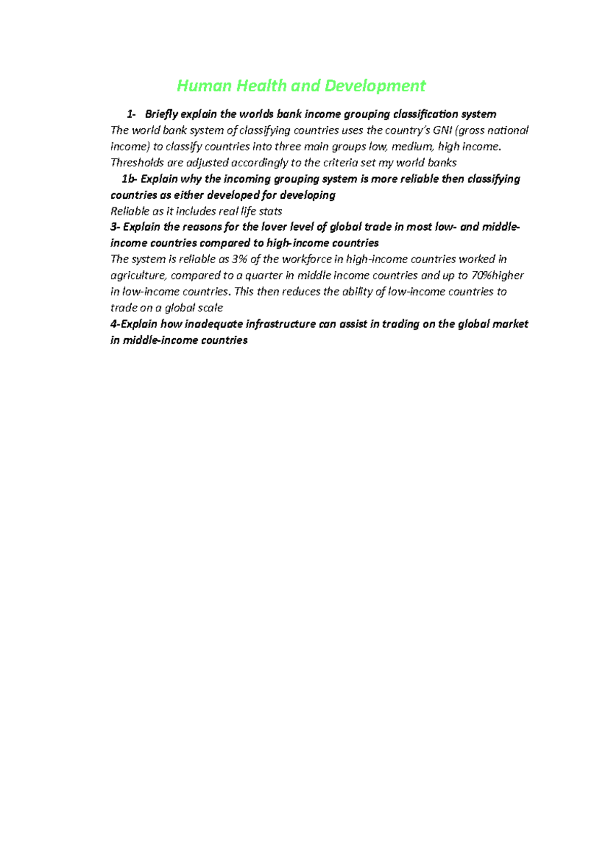 Human Health and Development unit 3 - Human Health and Development 1 ...