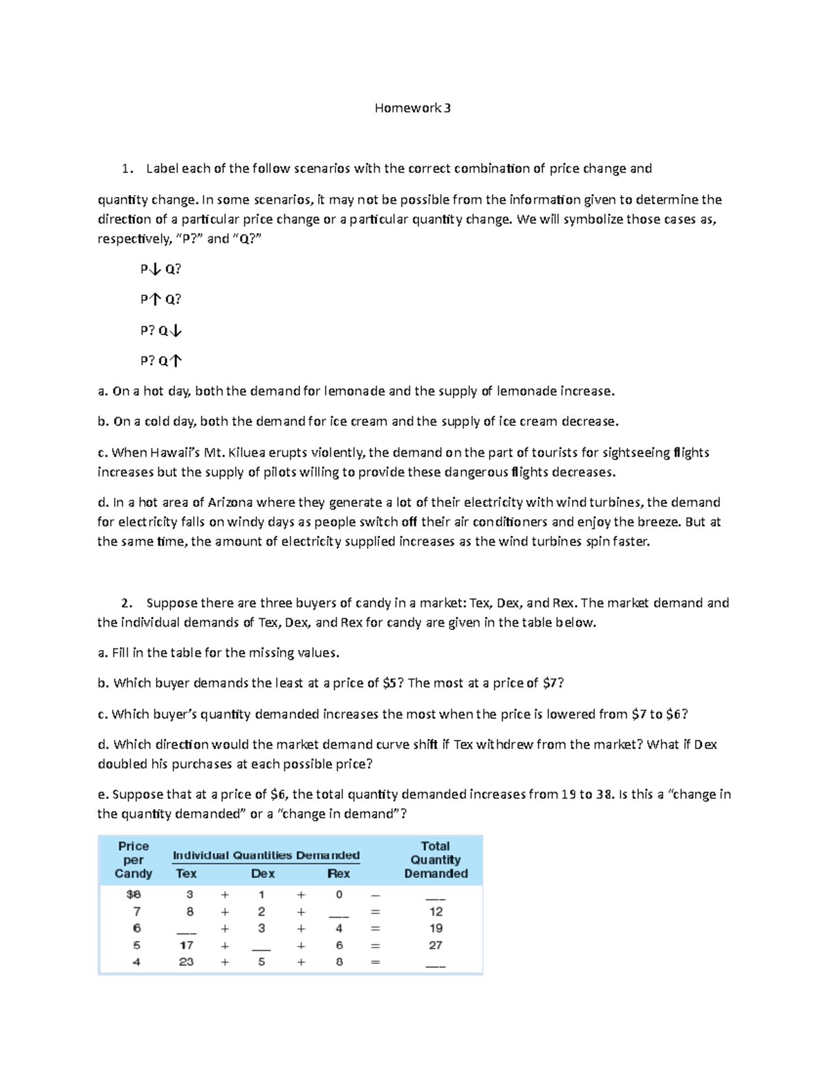 Macro Economic principals homework 3- particular price and quantity ...