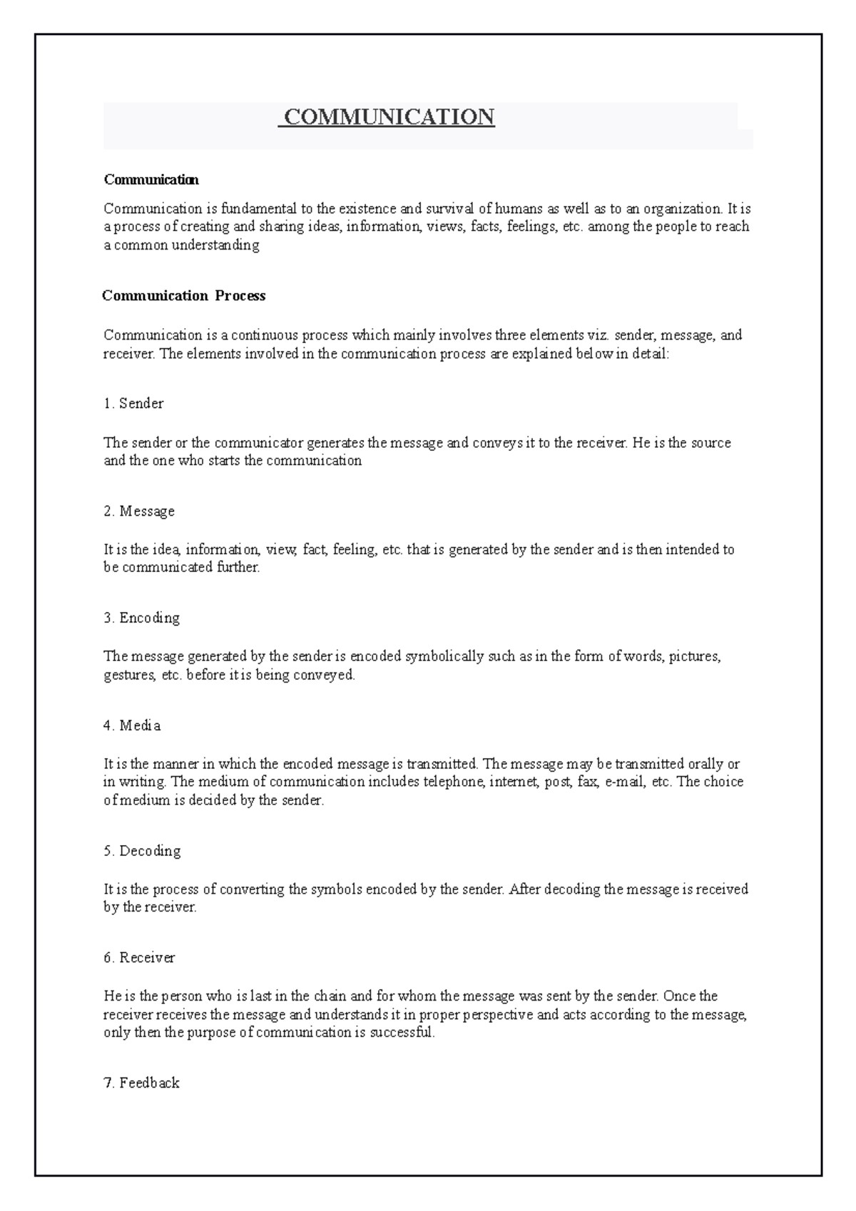 Communication Notes-2ND SEM - COMMUNICATION Communication Communication ...
