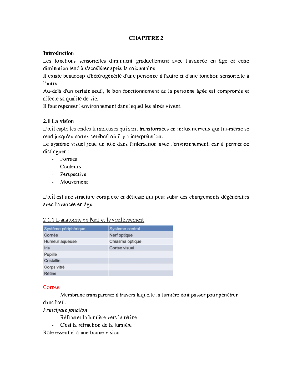 Chapitre 2 psycho gérontologique - CHAPITRE 2 Introduction Les fonctions sensorielles diminuent ...