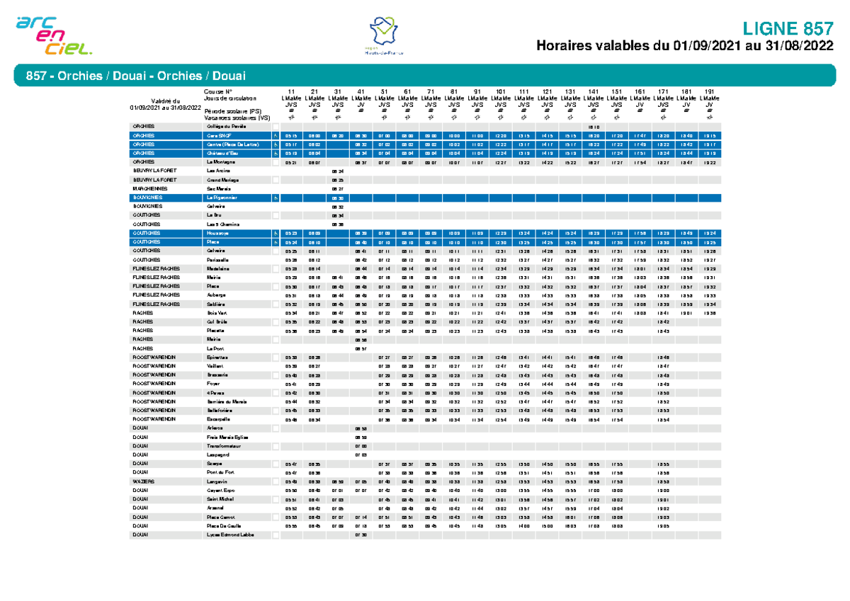 Horaires 857 fffffffff - LIGNE 857 Horaires valables du 01/09/2021 au ...