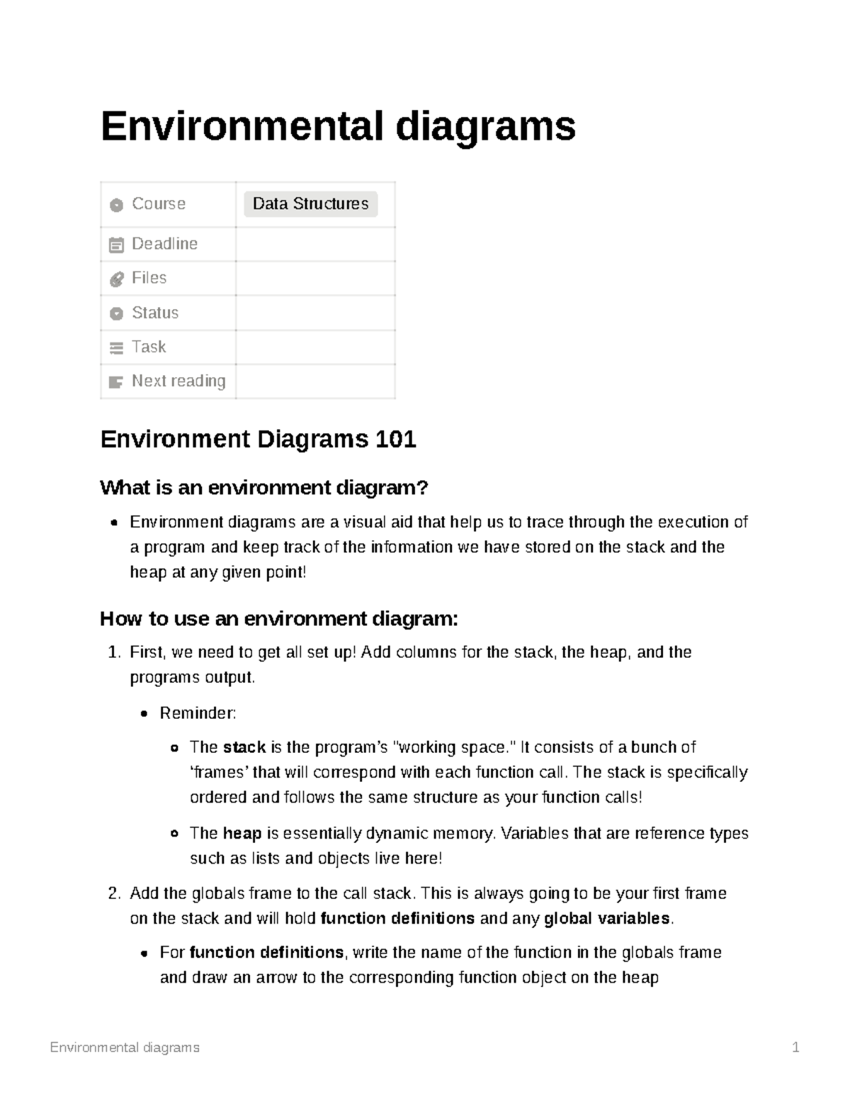 Environmental diagrams - Environmental diagrams Course Data Structures ...